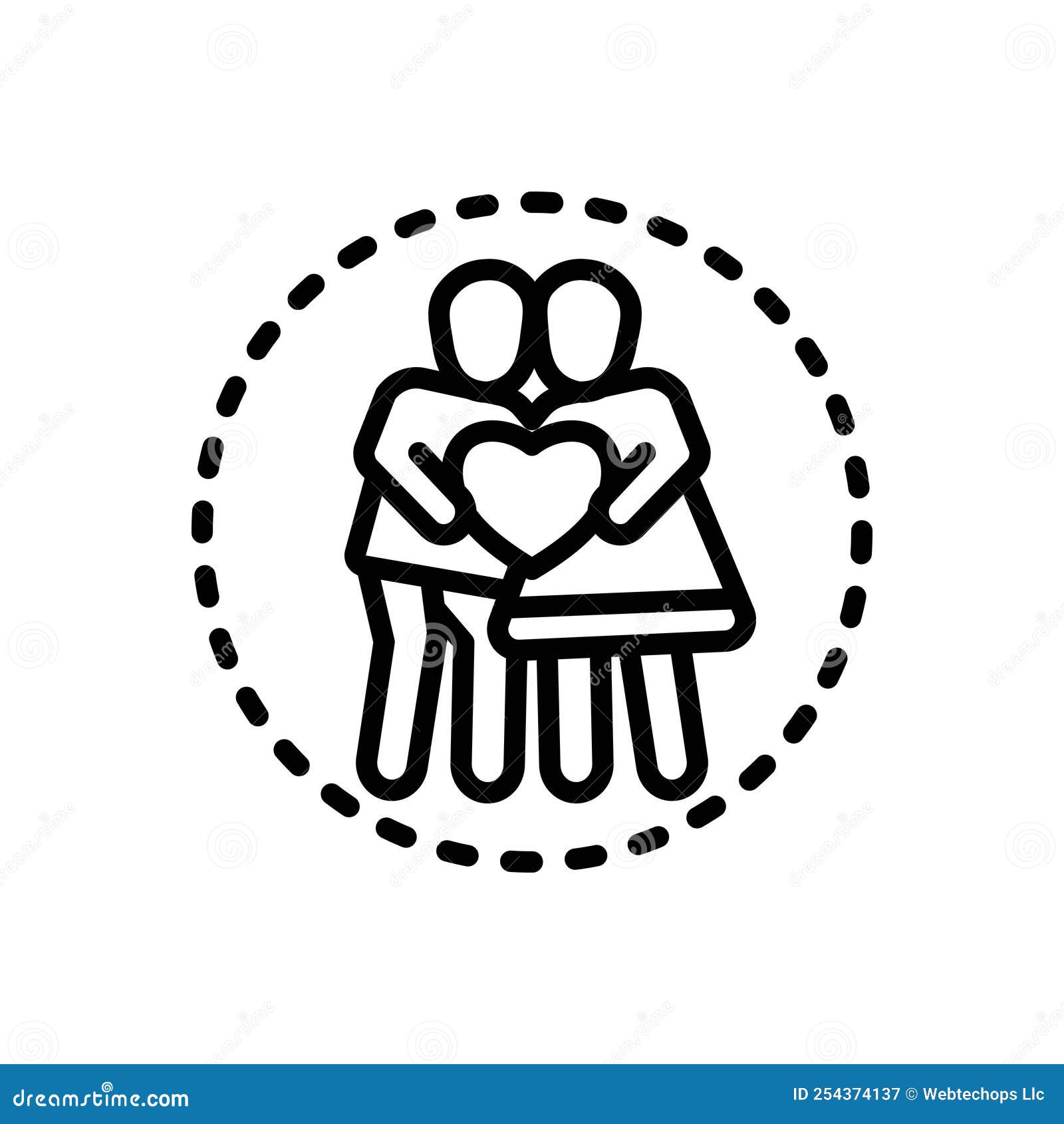 Black Line Icon for Romance, Valentine and Romantic Stock Illustration ...