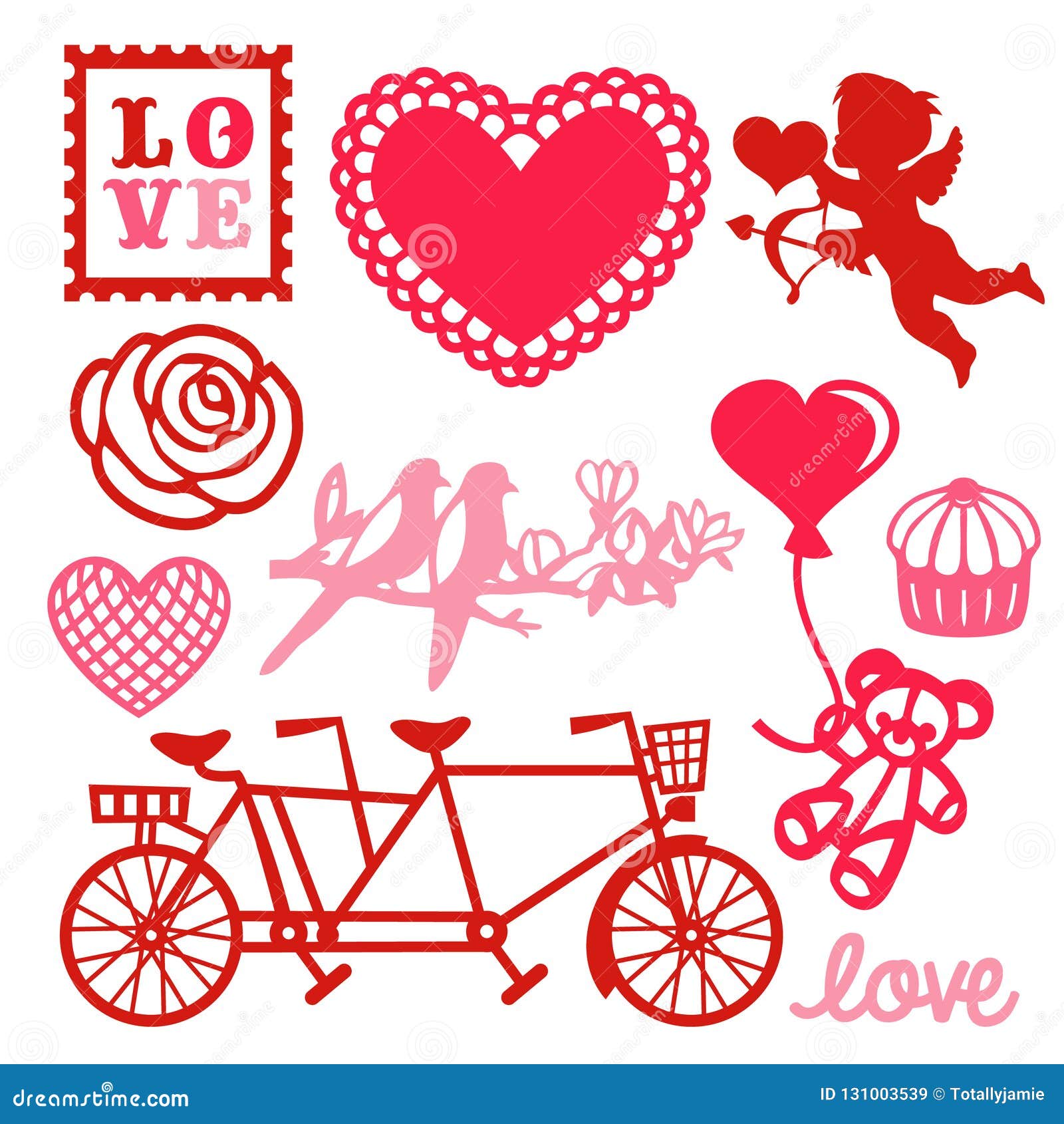 Romance Love Design Elements Stock Vector - Illustration of birds ...