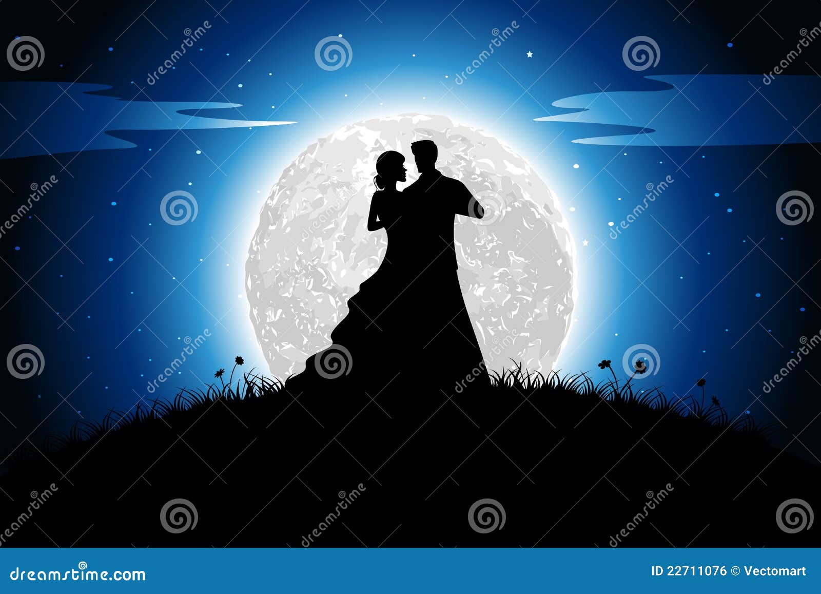 Romance in Night stock vector. Illustration of cupid - 22711076
