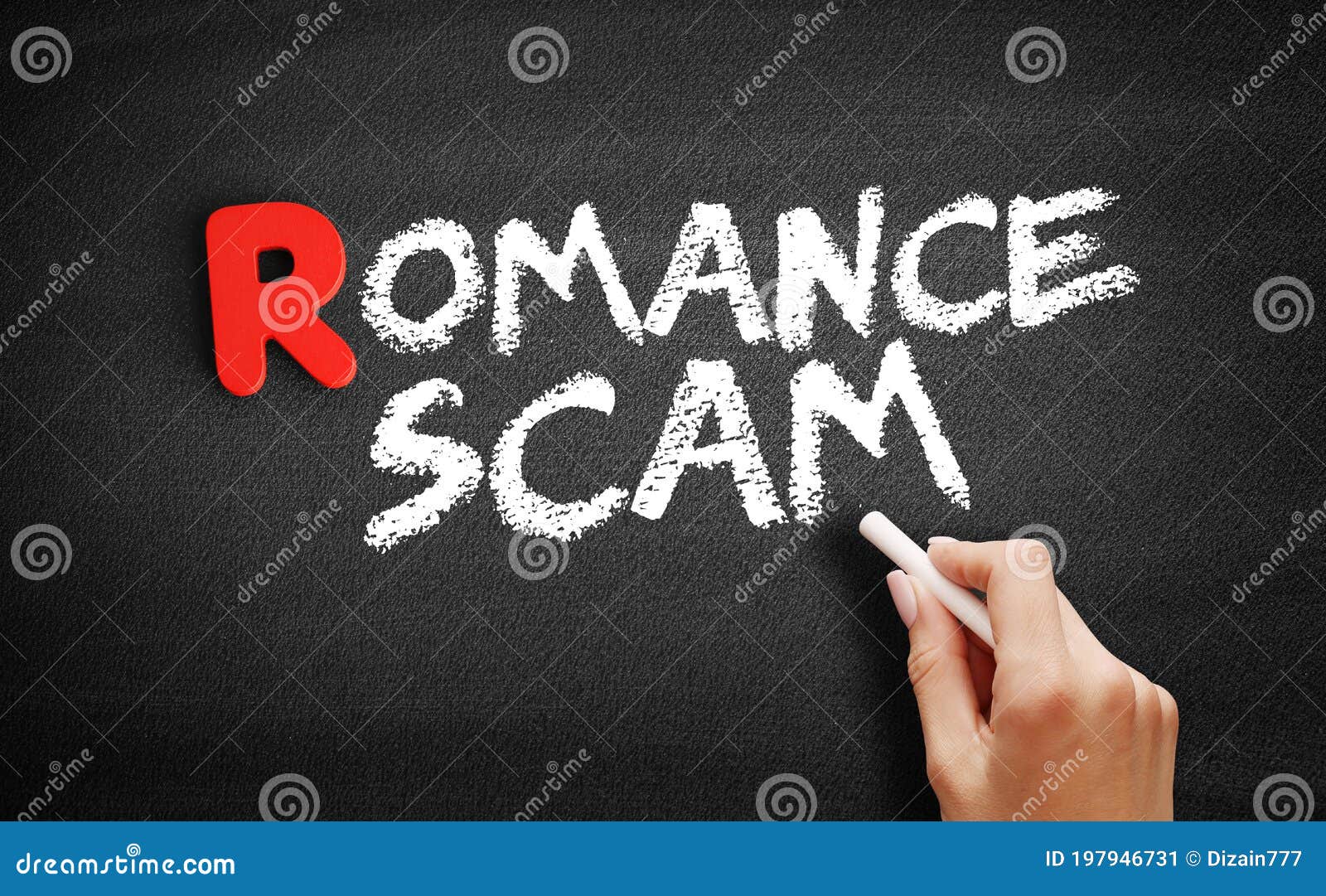 Romance Scam Text on Blackboard Stock Image - Image of definition ...