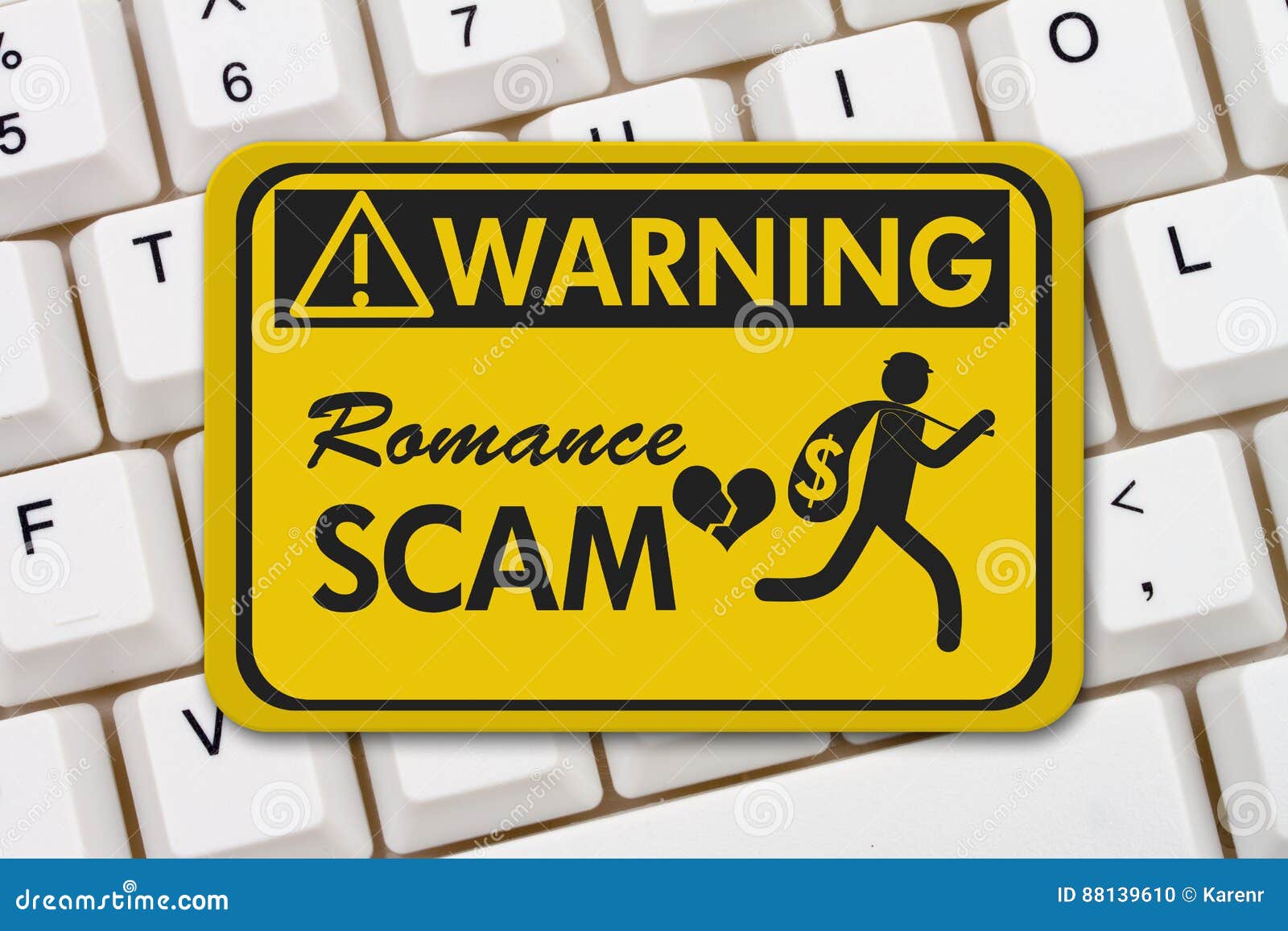 Romance Scam Warning Sign on a Keyboard Stock Photo - Image of type ...