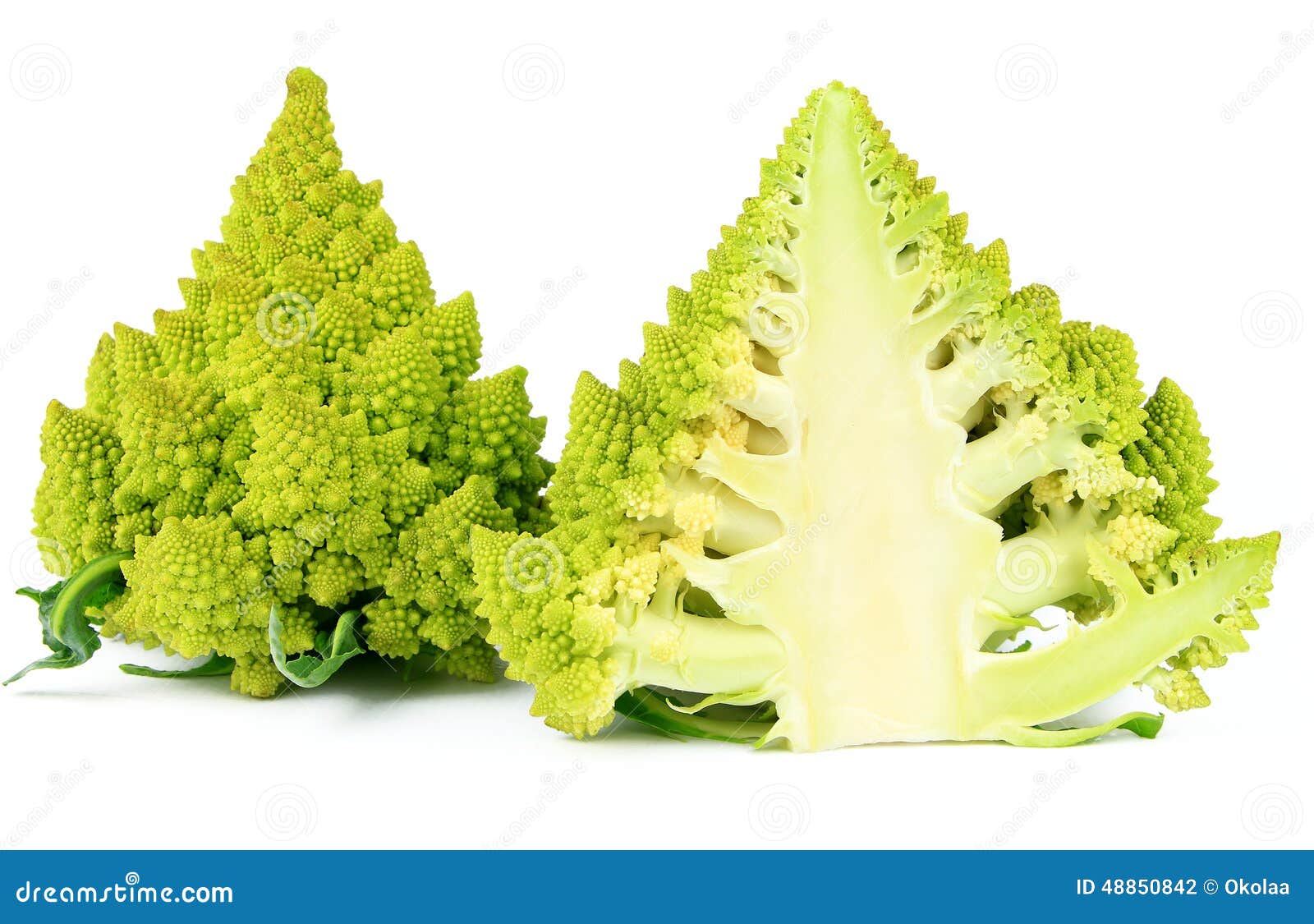 Romanesco Broccoli Cut in Half, Both Sides Stock Photo - Image of ...