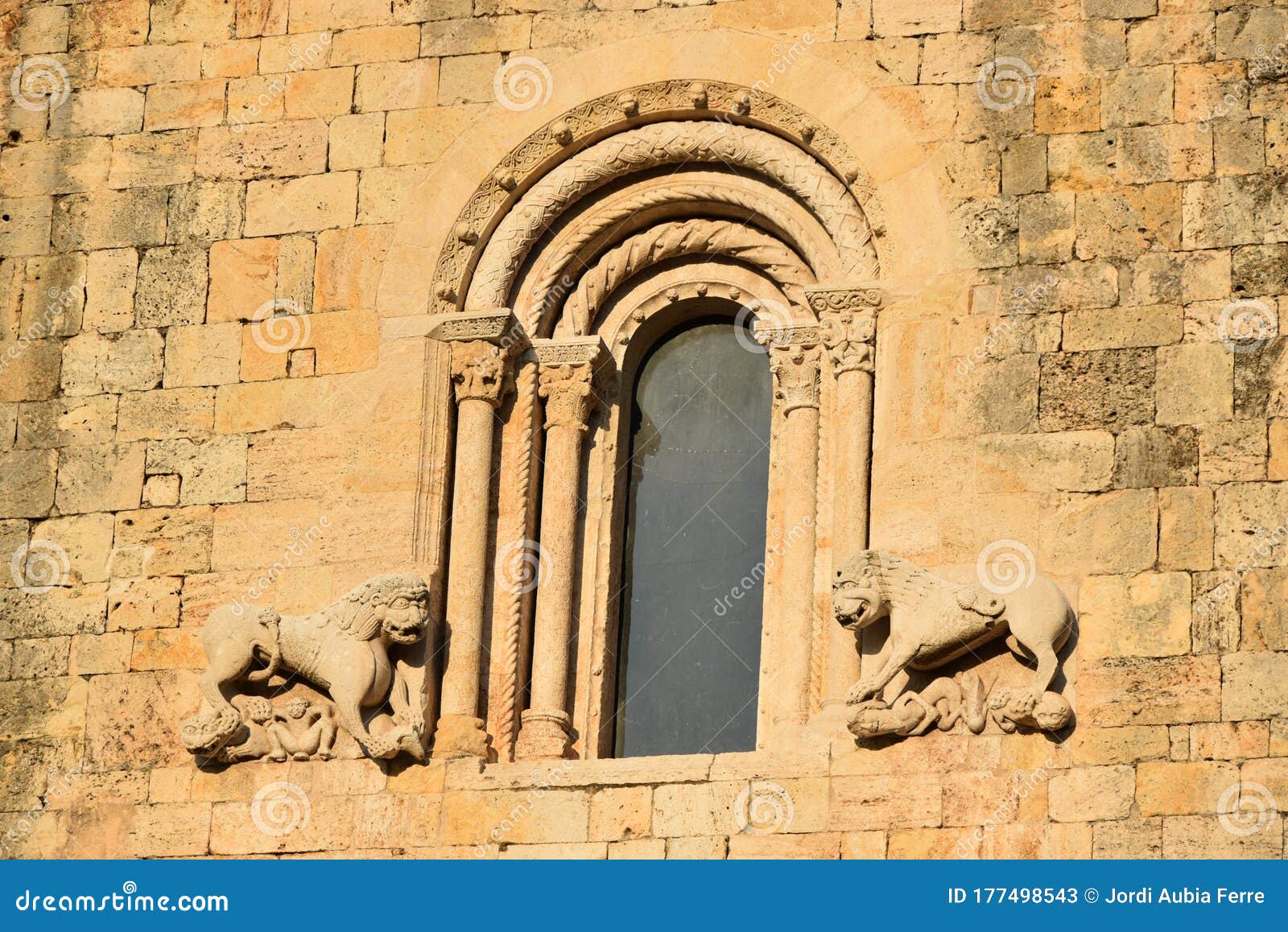 Romanesque Architecture at the Window of a Monastery Stock Image ...