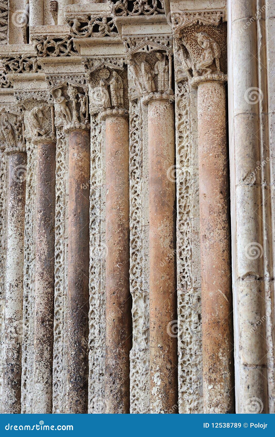 Romanesque art columns stock image. Image of corinthian - 12538789