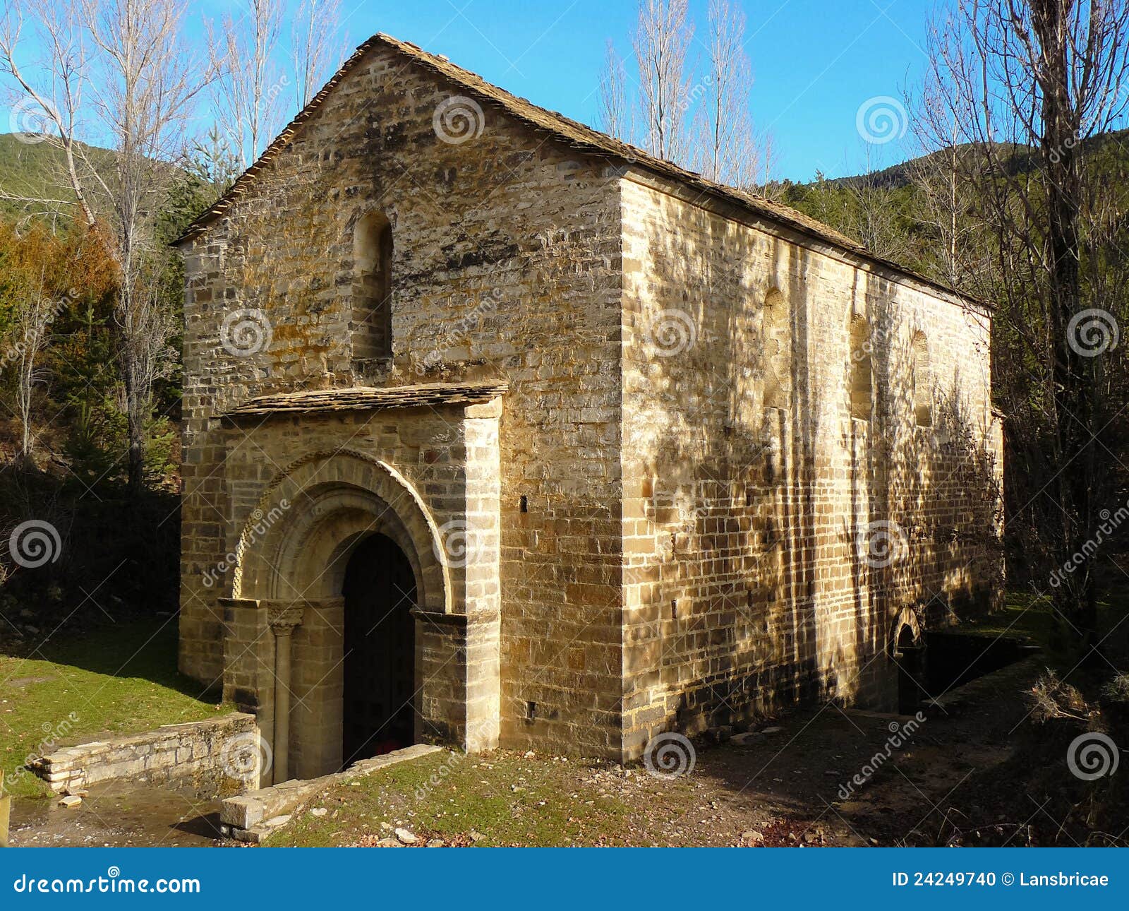Romanesque Chapel of San Adrian De Sasabe in Borau Stock Photo - Image ...