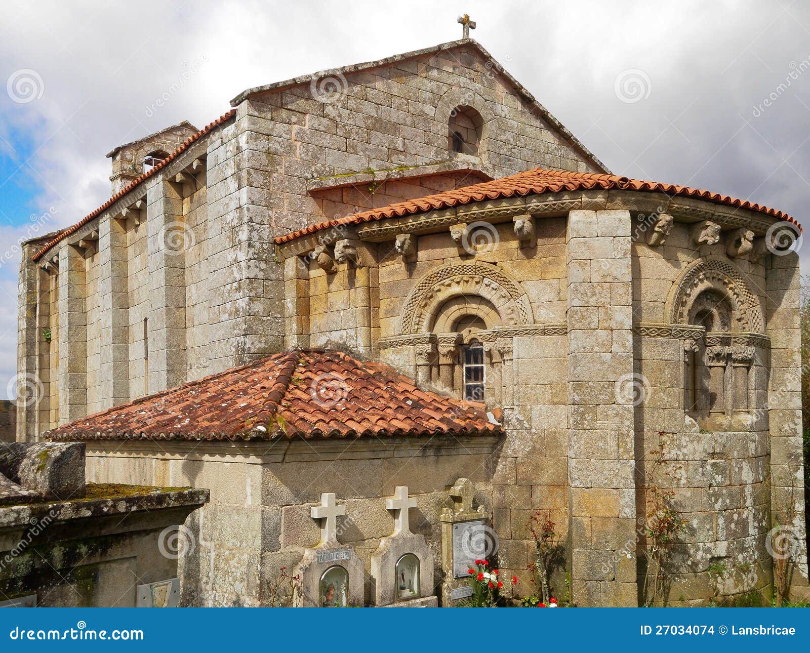 Romanesque Church And Its Mural Paintings. In Galicia Northwest Spain ...