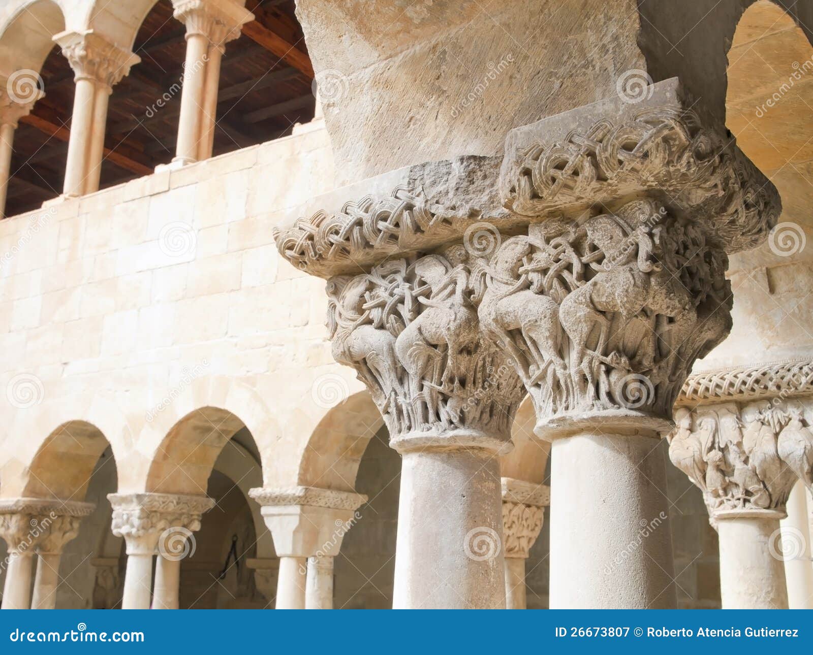 Romanesque cloister stock image. Image of sculpture, benedictine - 26673807