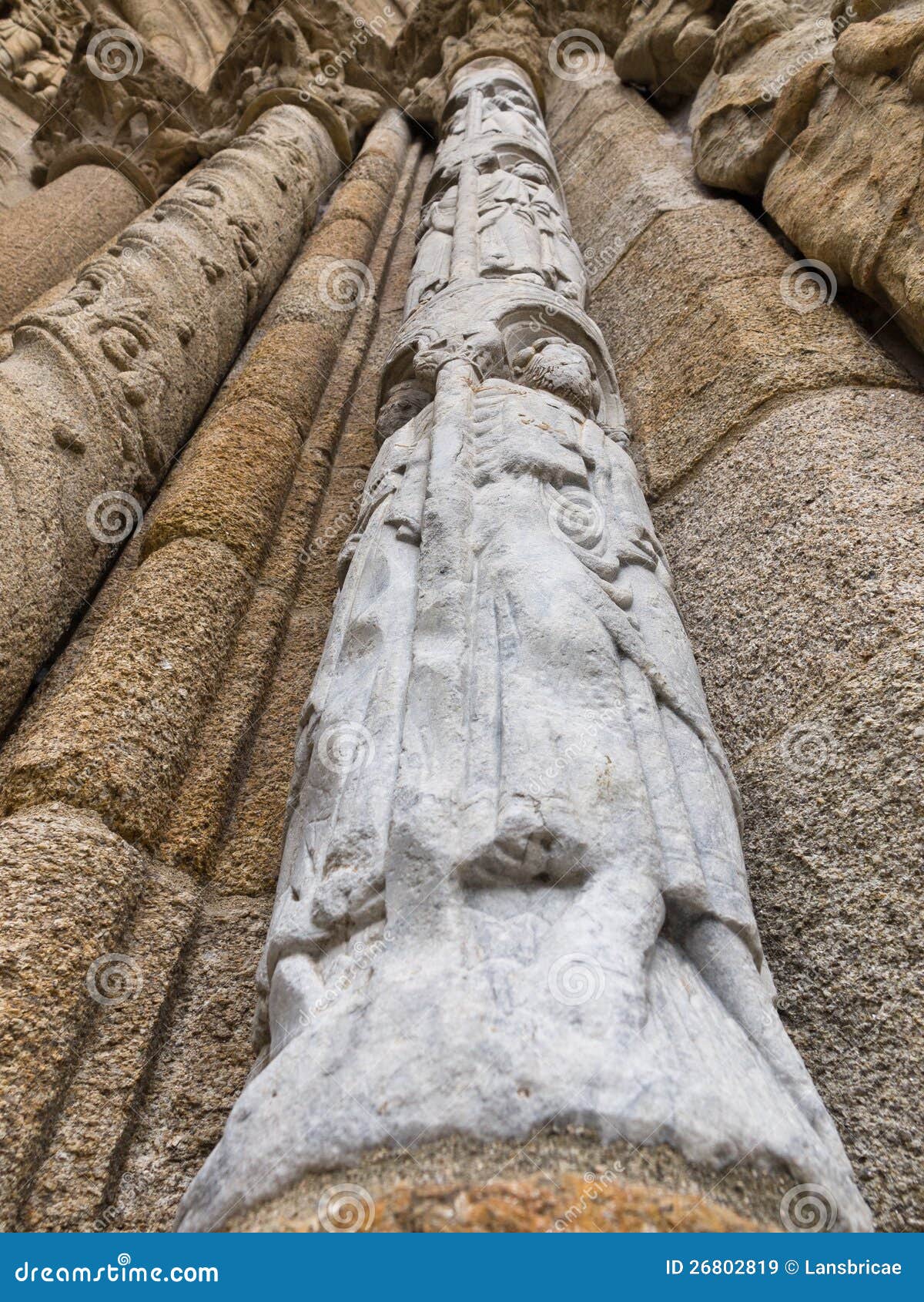 Romanesque Column Platerias Facade Stock Image - Image of mediaeval ...