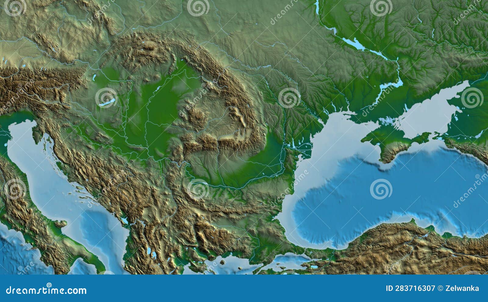 Romania area. Physical map stock illustration. Illustration of atlas ...