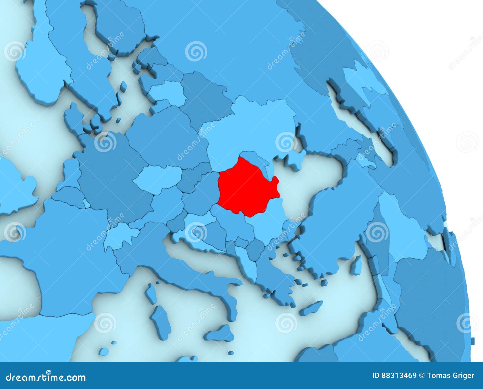 Romania on Blue Political Globe Stock Illustration - Illustration of ...