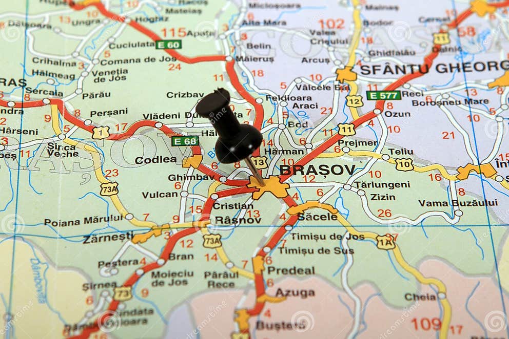 Romania : Brasov map stock image. Image of closeup, close - 17532157