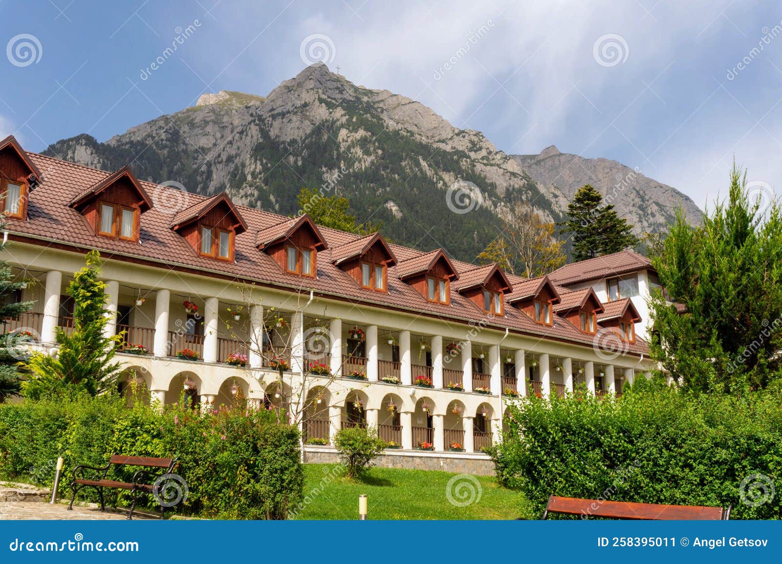 Romania, Caraiman Monastery and Peak, Carpathian Mountains Stock Image ...