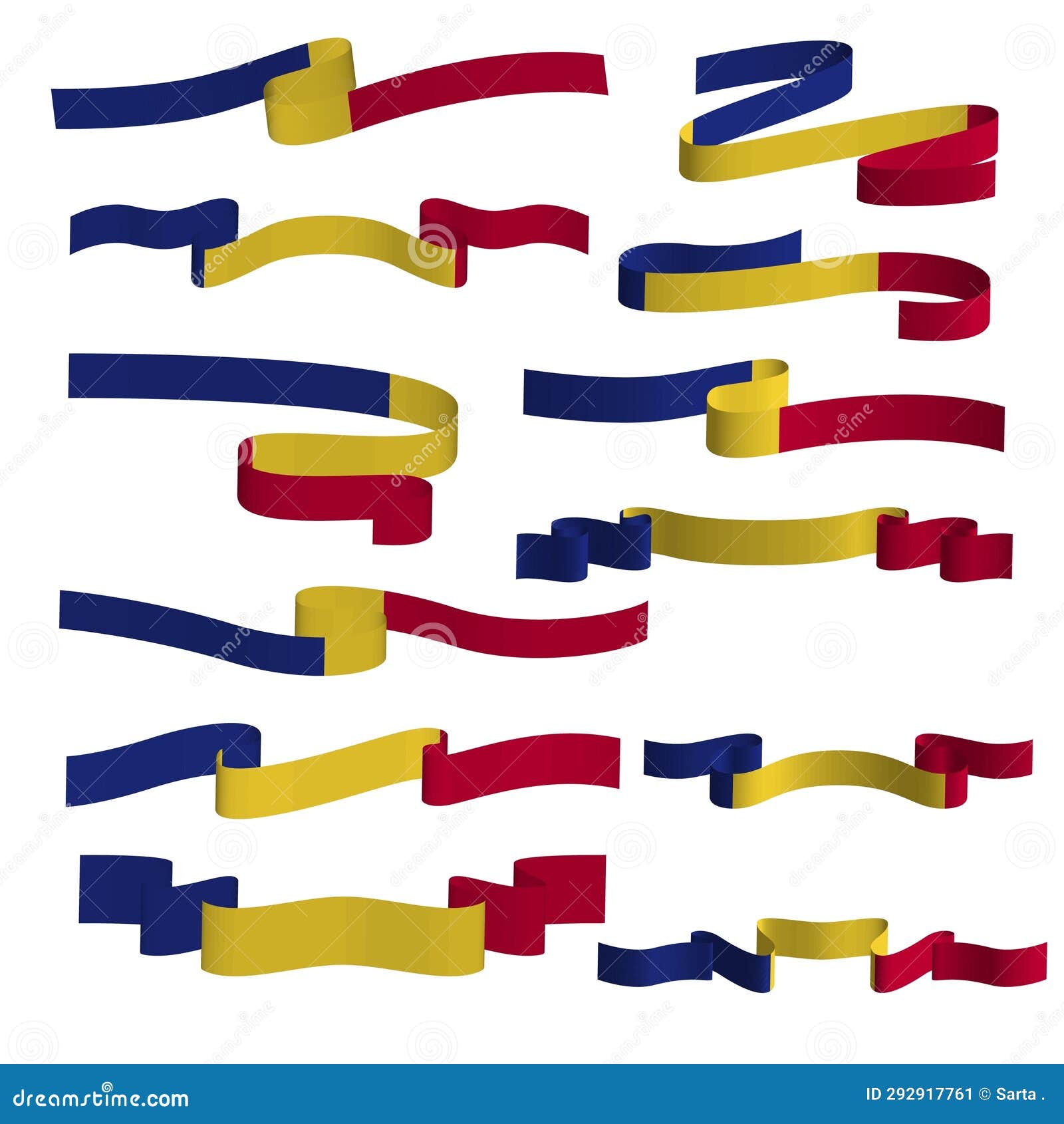 Romania Country Flag Ribbon Vector Set Stock Vector - Illustration of ...