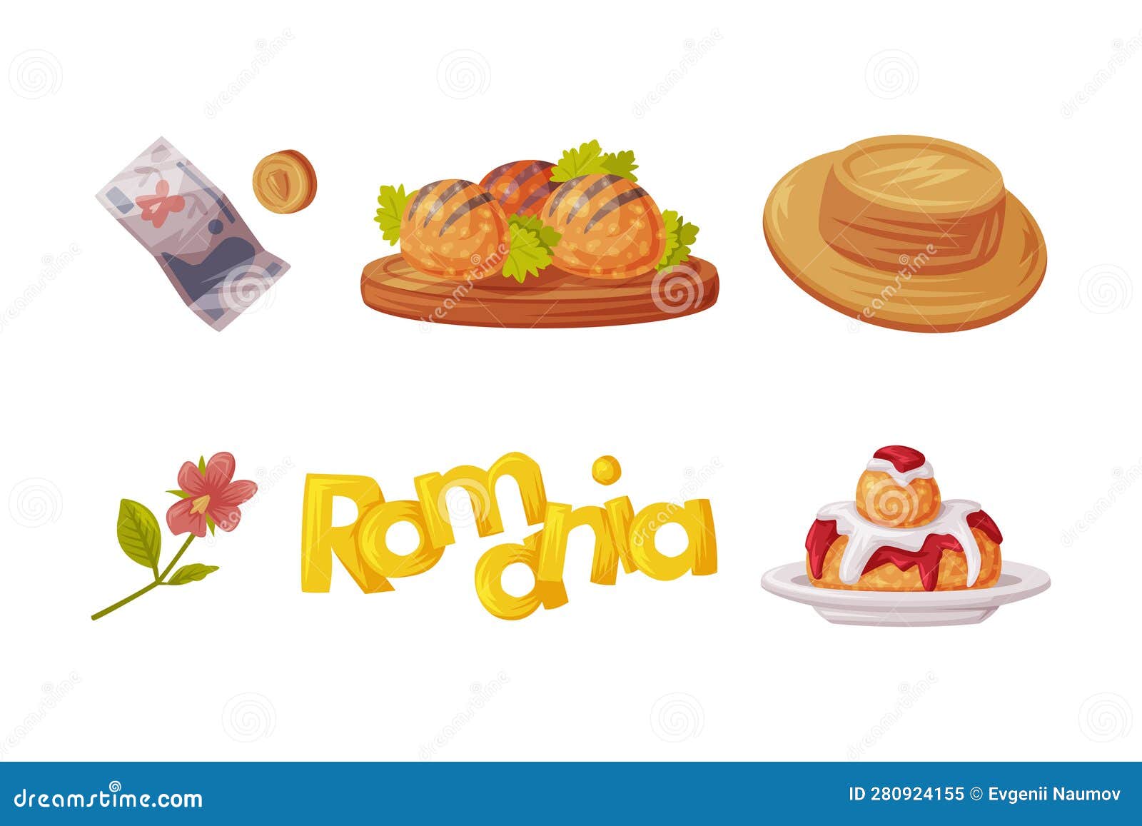 Romania Country Traditional Symbol and Object Vector Set Stock Vector ...