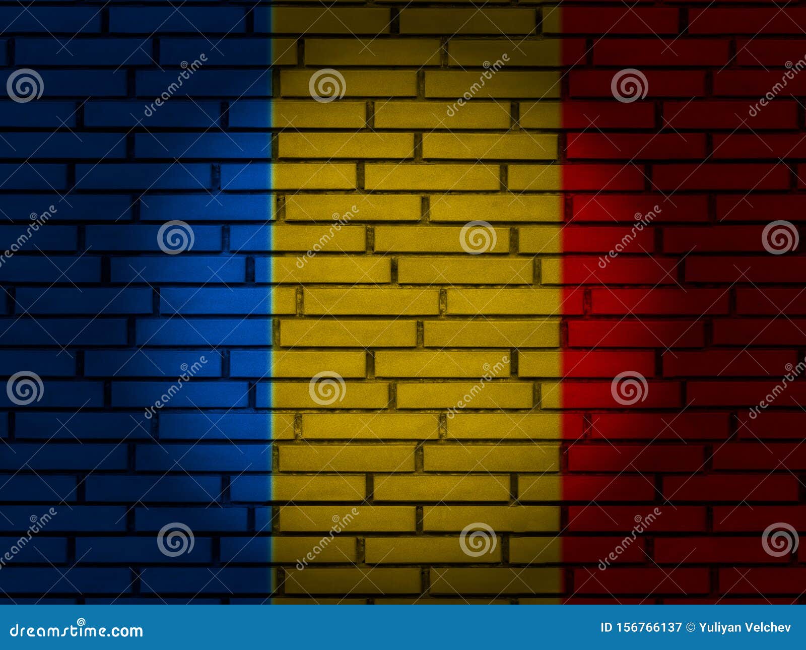 Romania flag brick wall stock illustration. Illustration of symbol ...