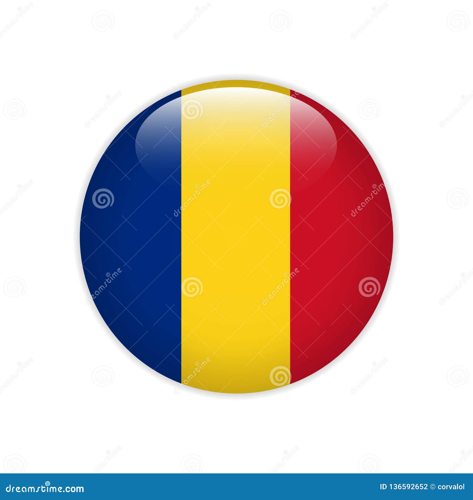 Romania flag on button stock vector. Illustration of patriot - 136592652