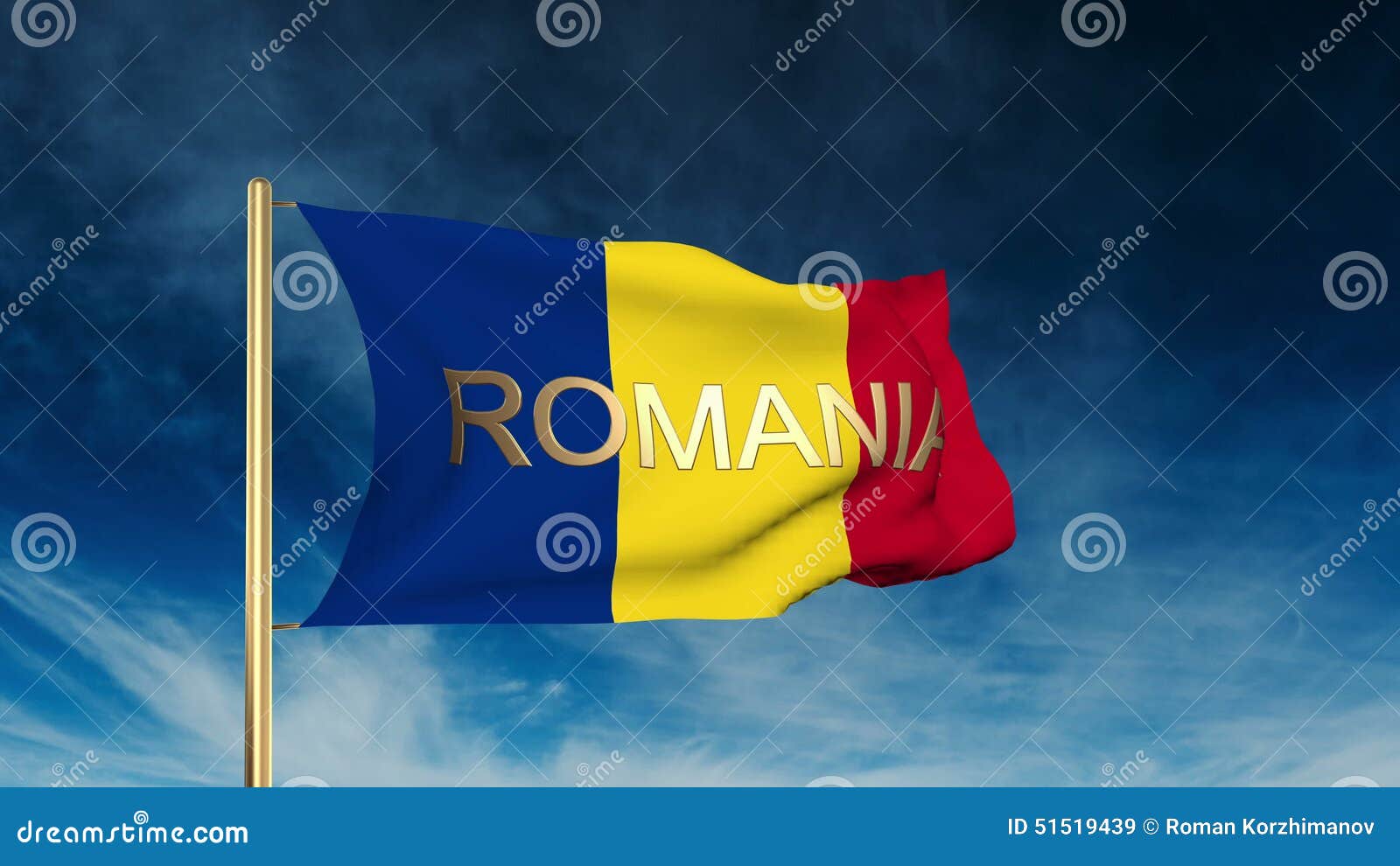 Romania Flag Slider Style with Title. Waving in Stock Video - Video of ...
