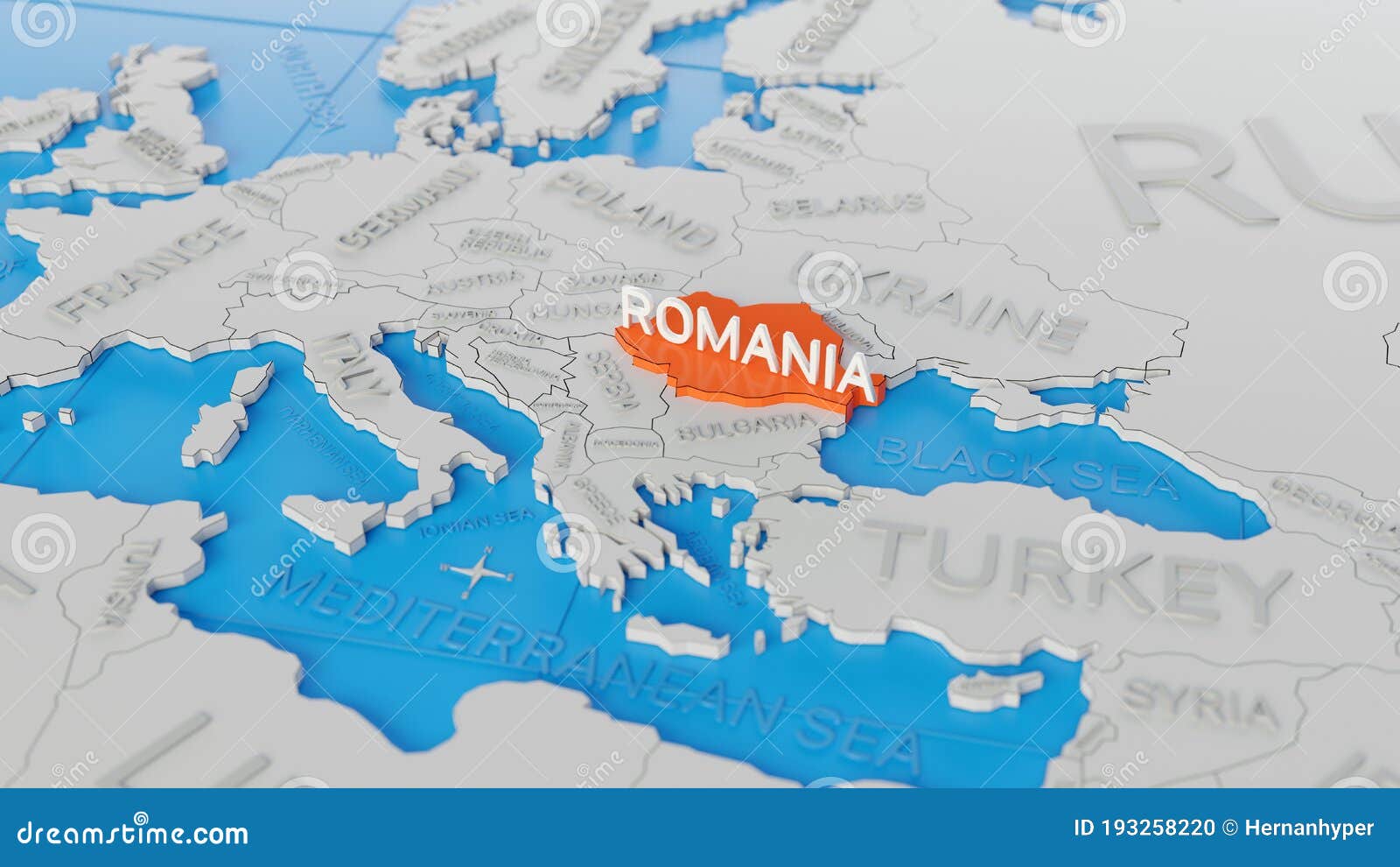 Simplified Map Of Romania Outline, With Slightly Bent Flag Under ...