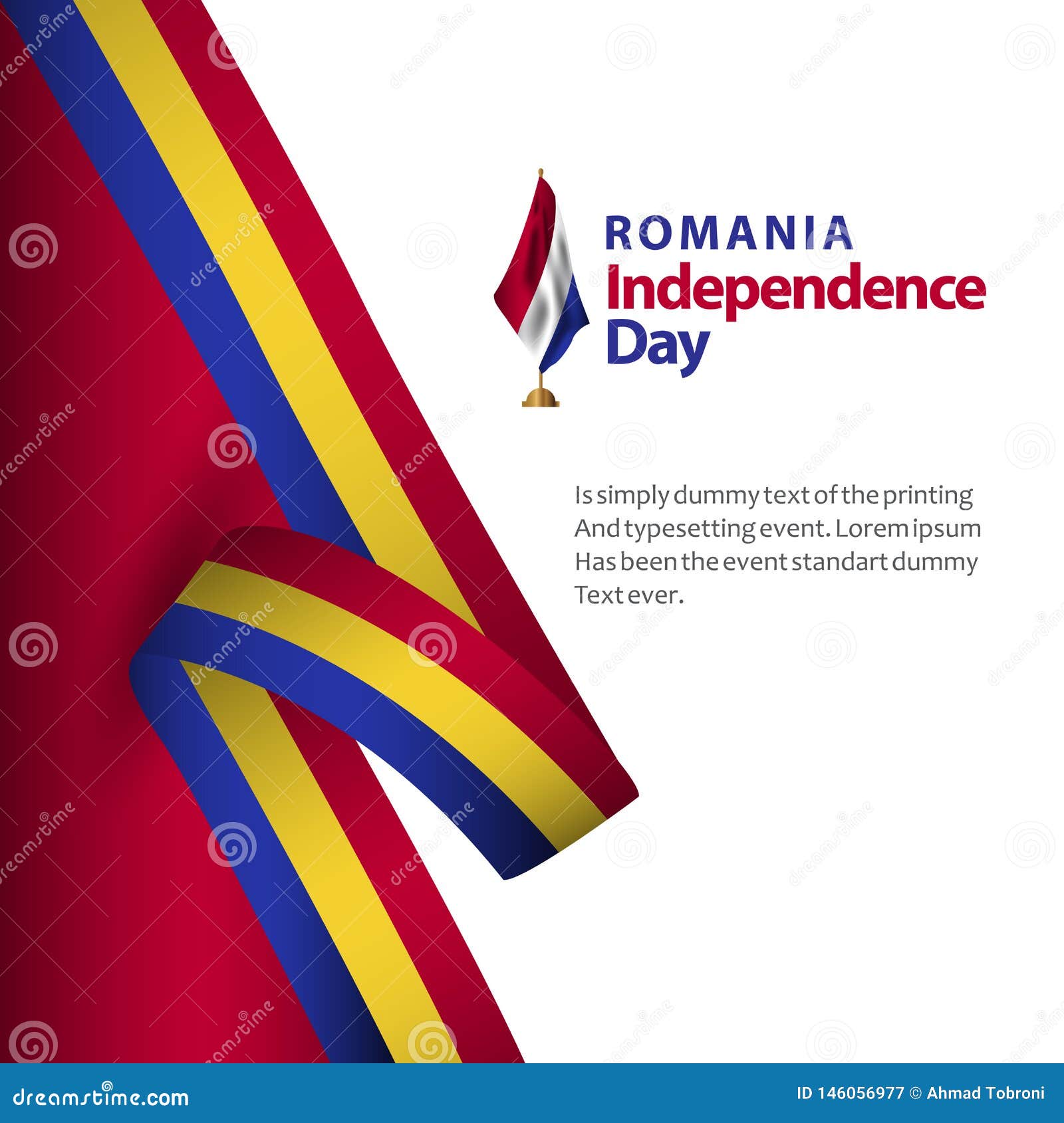Romania Independence Day Vector Template Design Illustration Stock ...