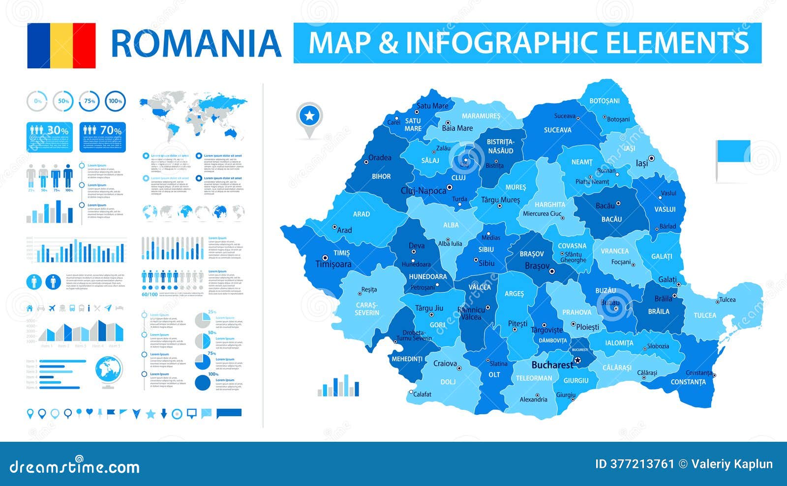 Romania - Infographic Map And Flag - Detailed Vector Illustration ...