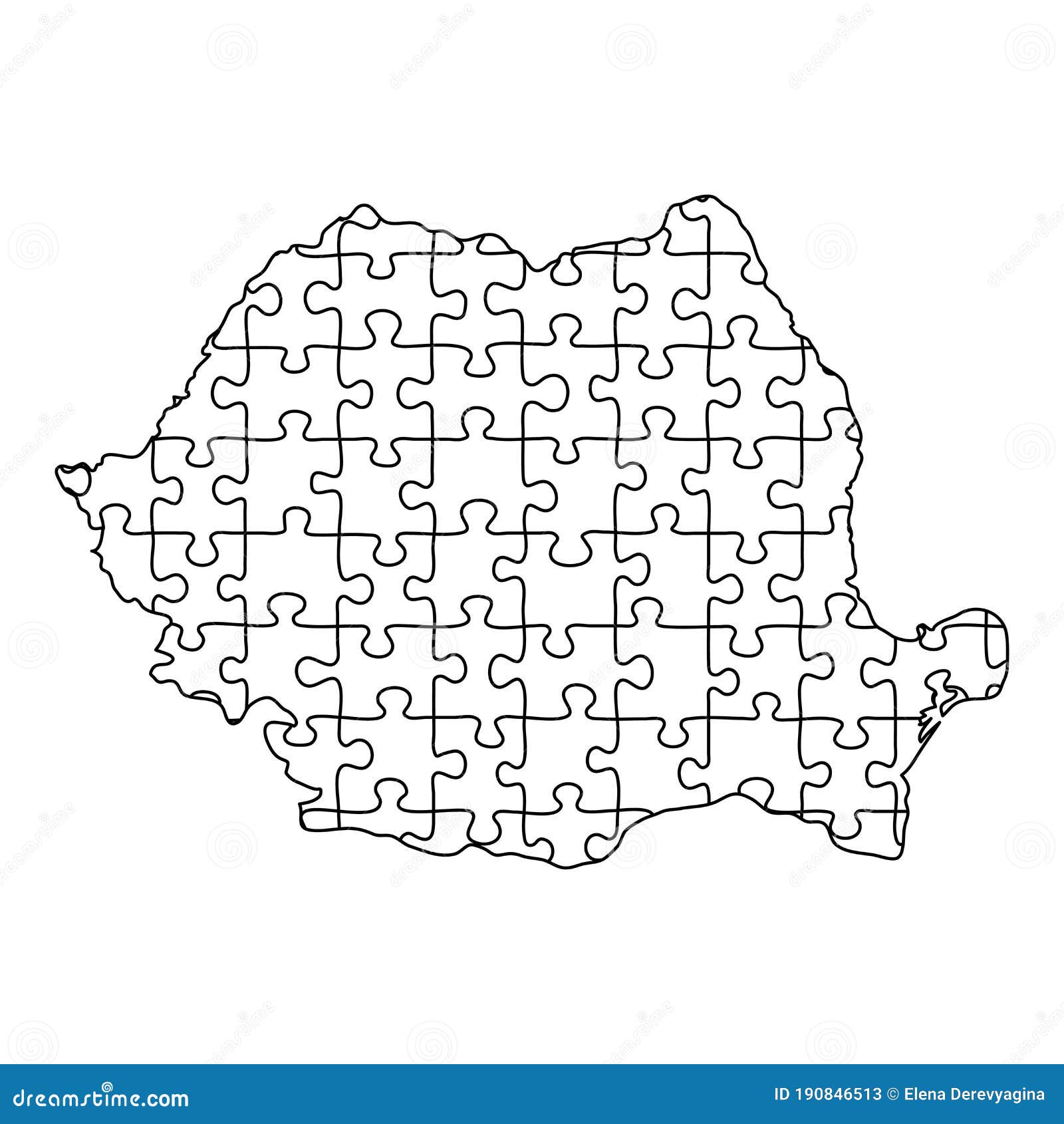 Romania Map from Black Pattern Composed Puzzles. Vector Illustration ...
