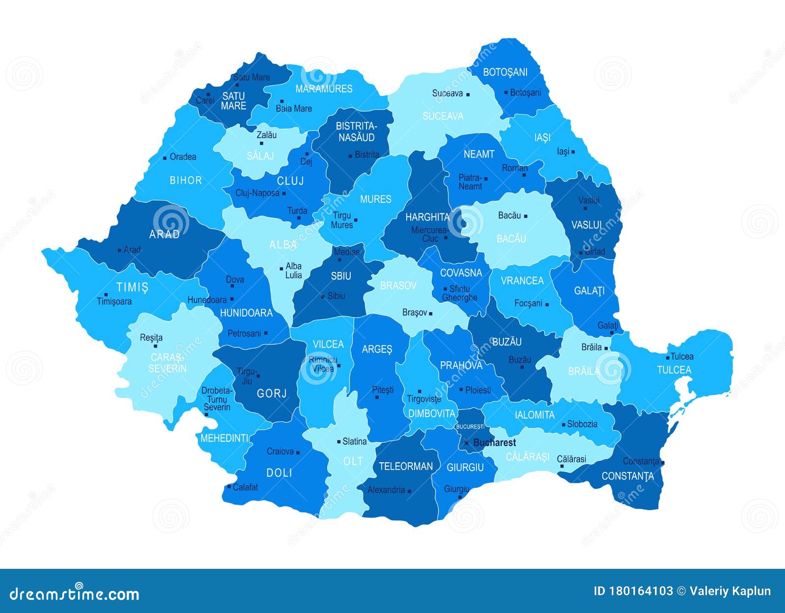 Romania Map. Cities, Regions. Vector Stock Illustration - Illustration ...