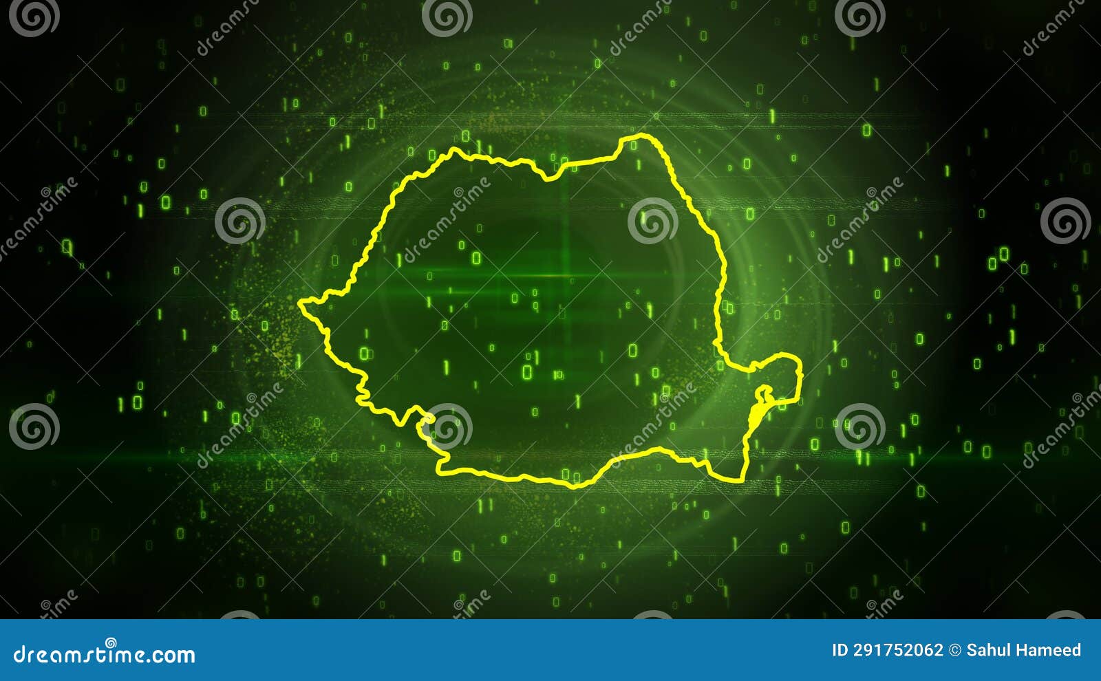 Romania Map on Digital Background Stock Illustration - Illustration of ...