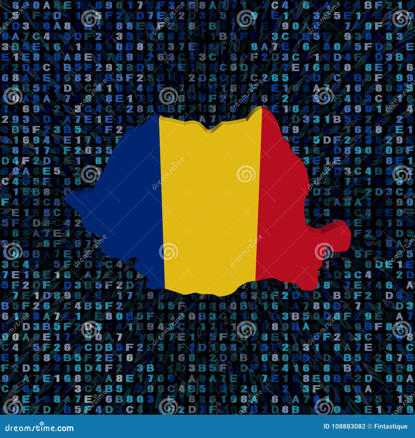 Romania Map Flag on Hex Code Illustration Stock Illustration ...