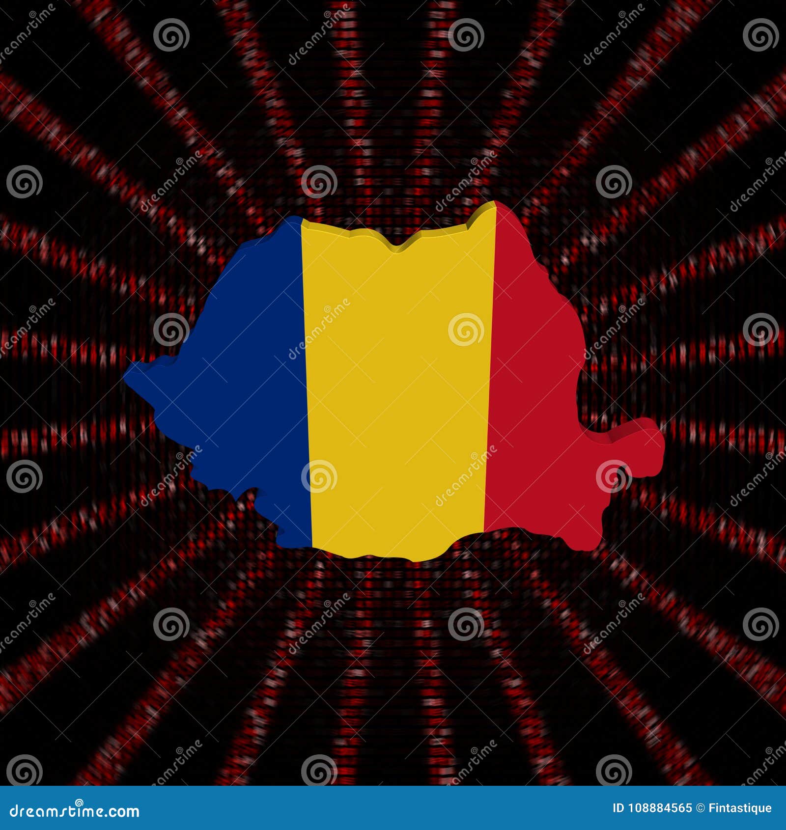 Romania Map Flag on Red Hex Code Burst Illustration Stock Illustration ...