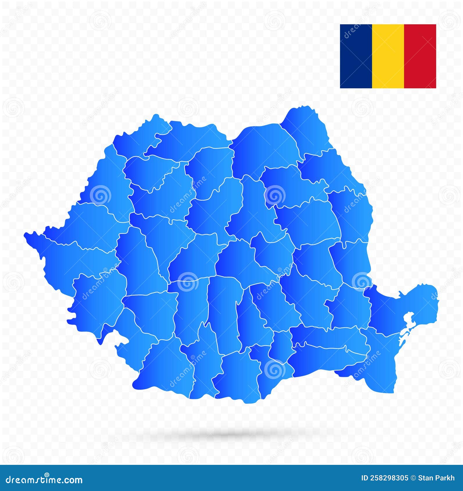 Romania Map and Flag on Transparent Background Stock Vector ...