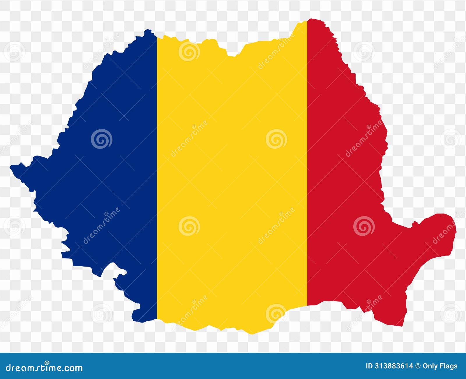 Romania Map Flag on Transparent Background. Vector Illustration Stock ...