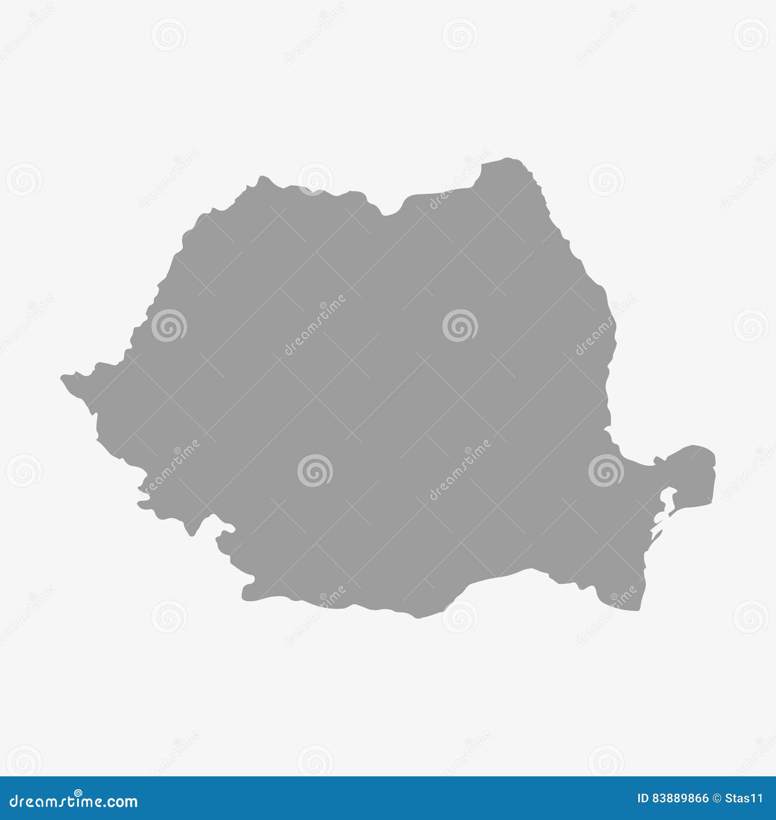 Romania Map in Gray on a White Background Stock Illustration ...
