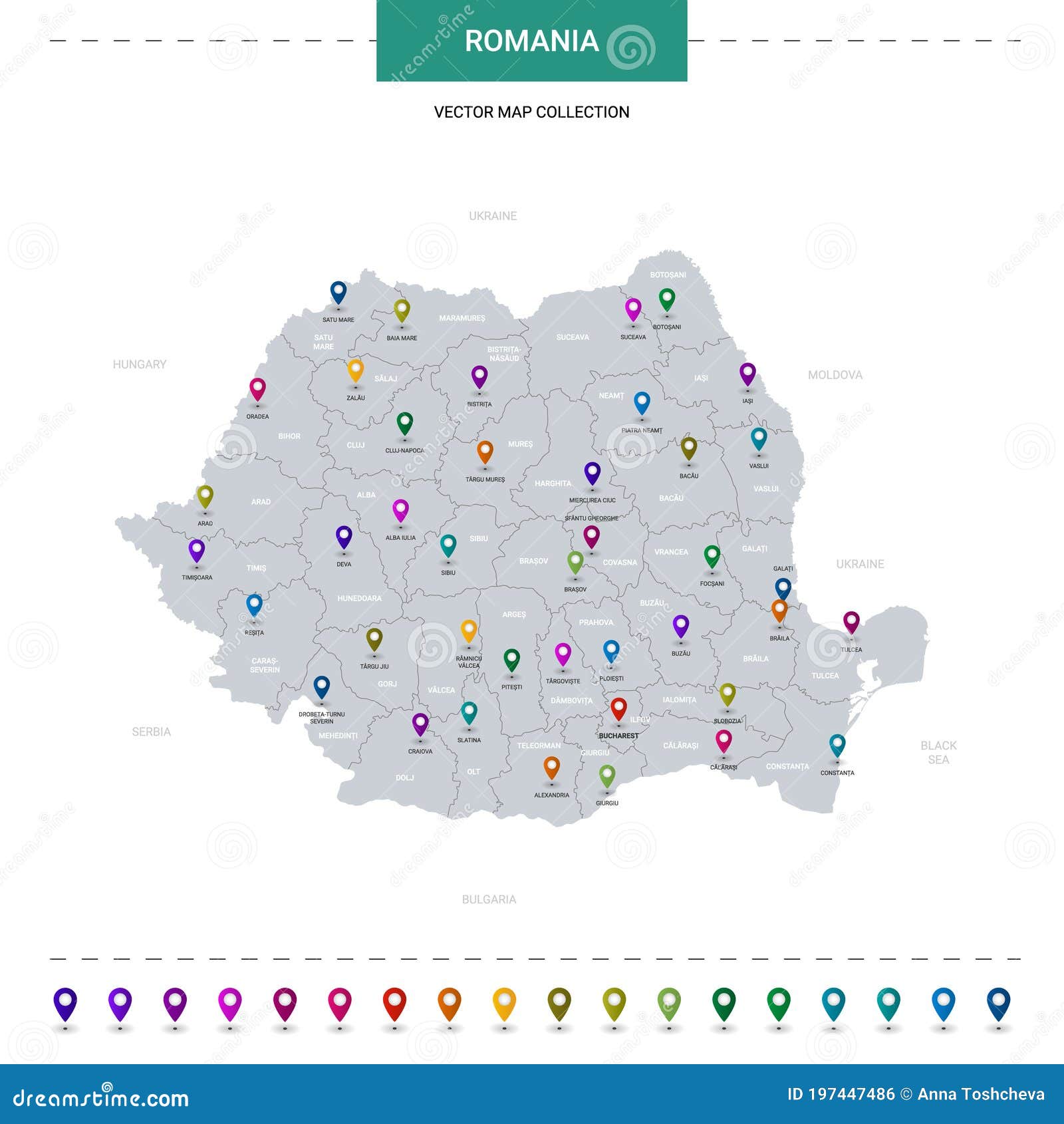 Romania Location Pin Map Navigation Label Symbol Vector Illustration ...