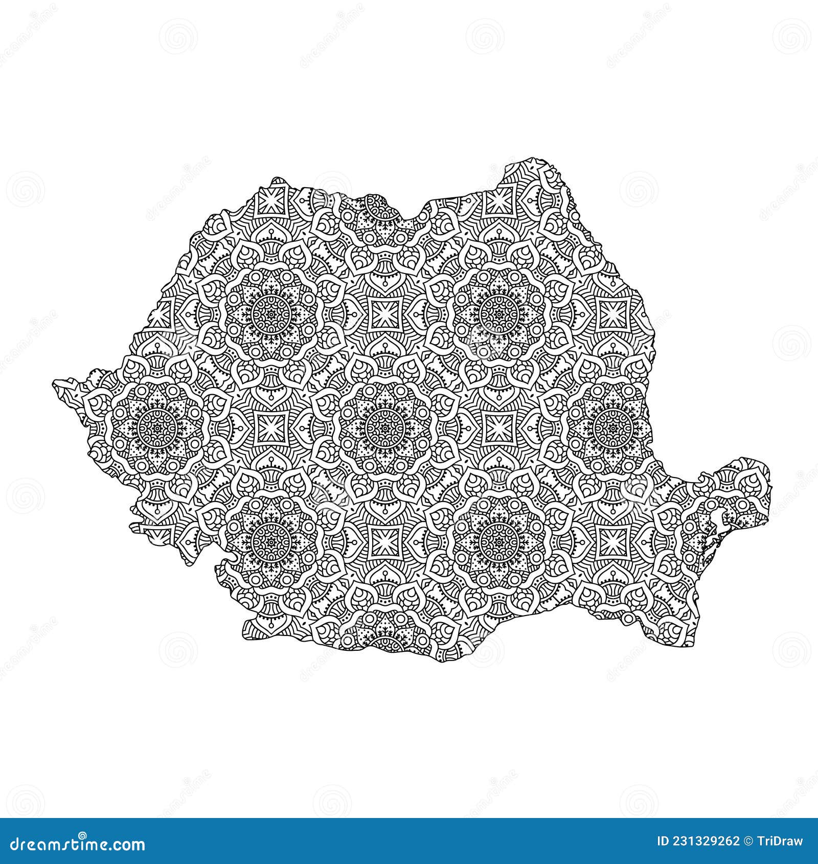 Romania Map with Mandala Design Stock Vector - Illustration of symbol ...