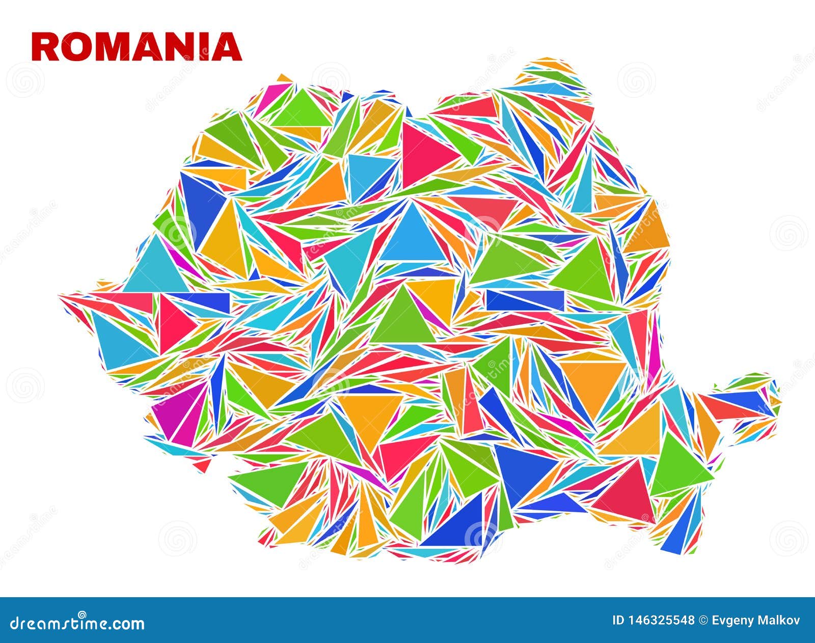Romania Map - Mosaic of Color Triangles Stock Vector - Illustration of ...