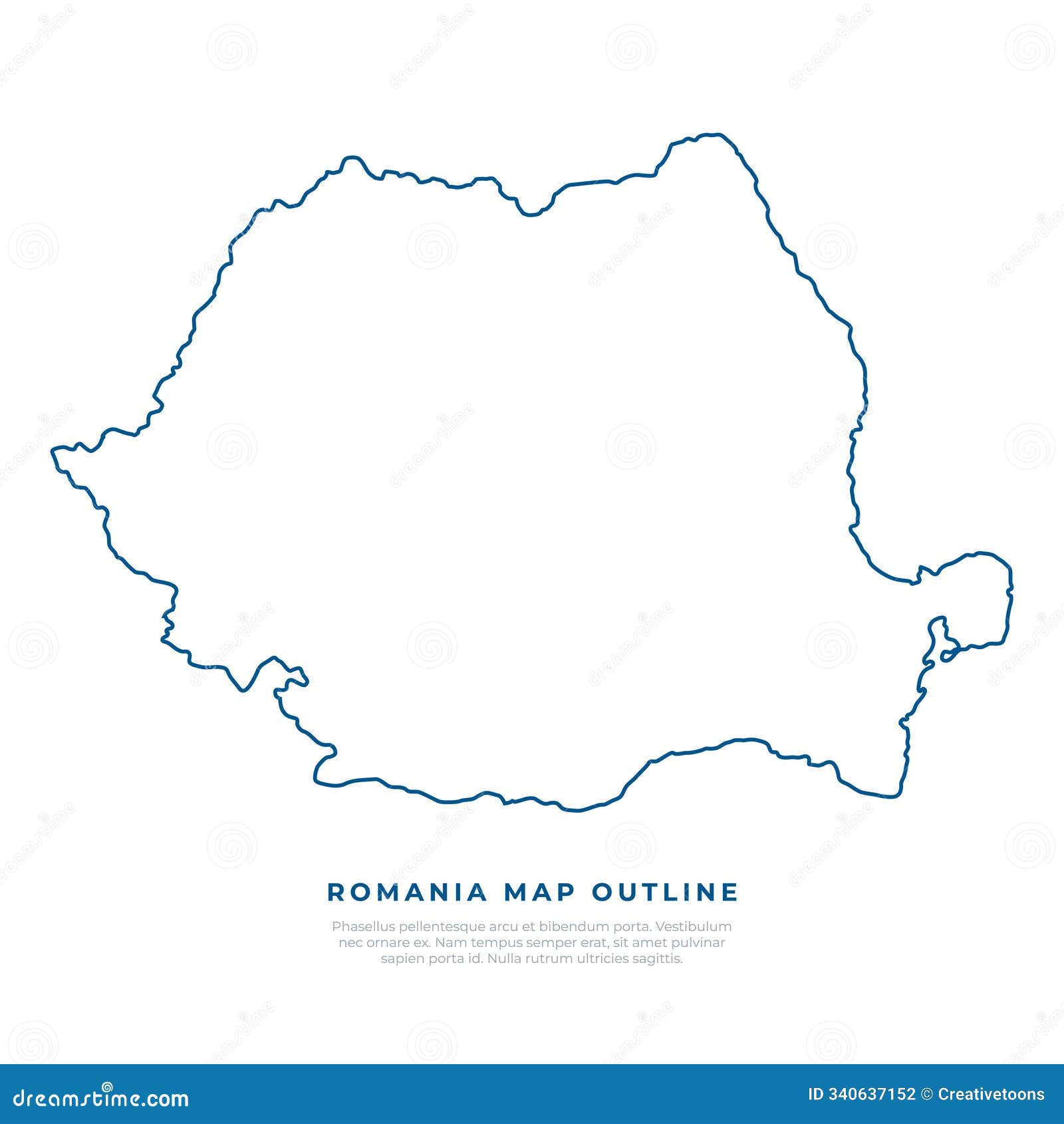 Blue Romania Map With Outlined Regions And Regions Names, Isolated On ...