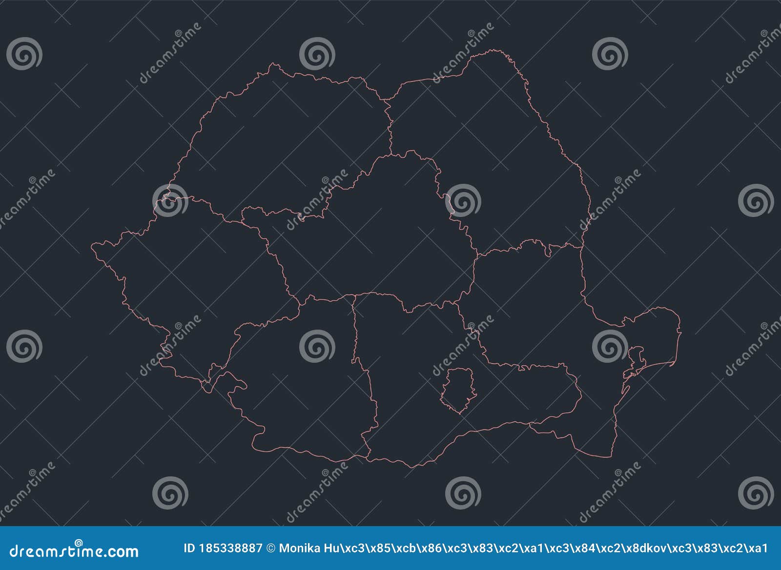 Romania Map Outline, Flat Design, Raster Blank Stock Vector ...