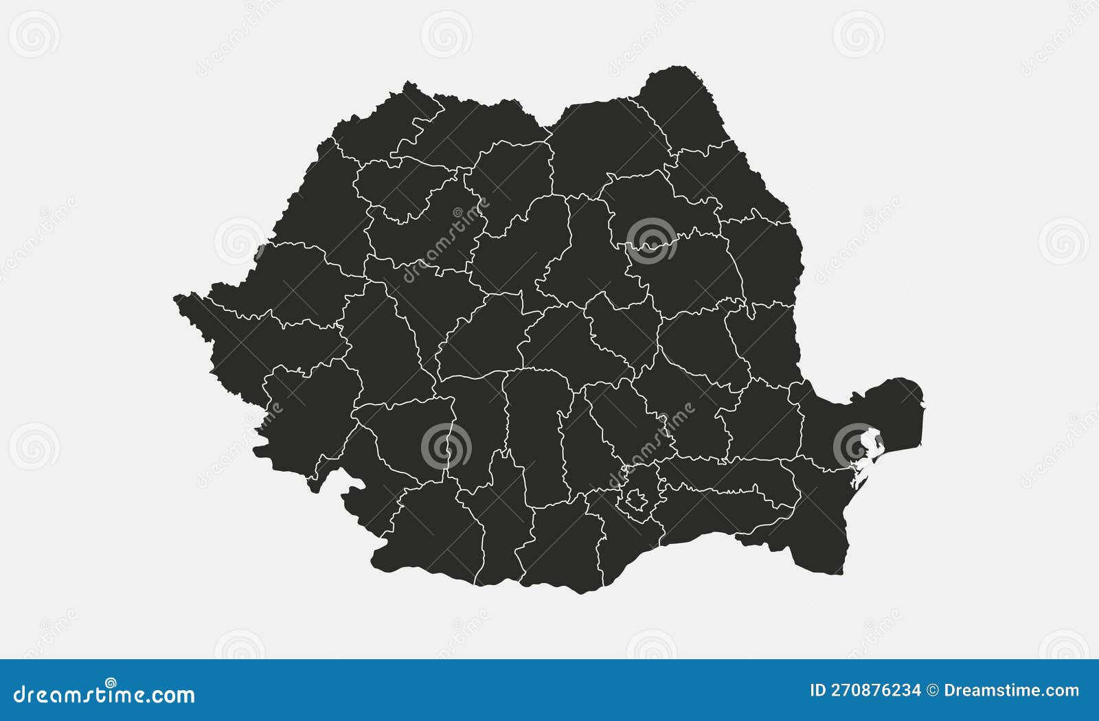 Romania Map with Regions Isolated on White Background. Stock Vector ...
