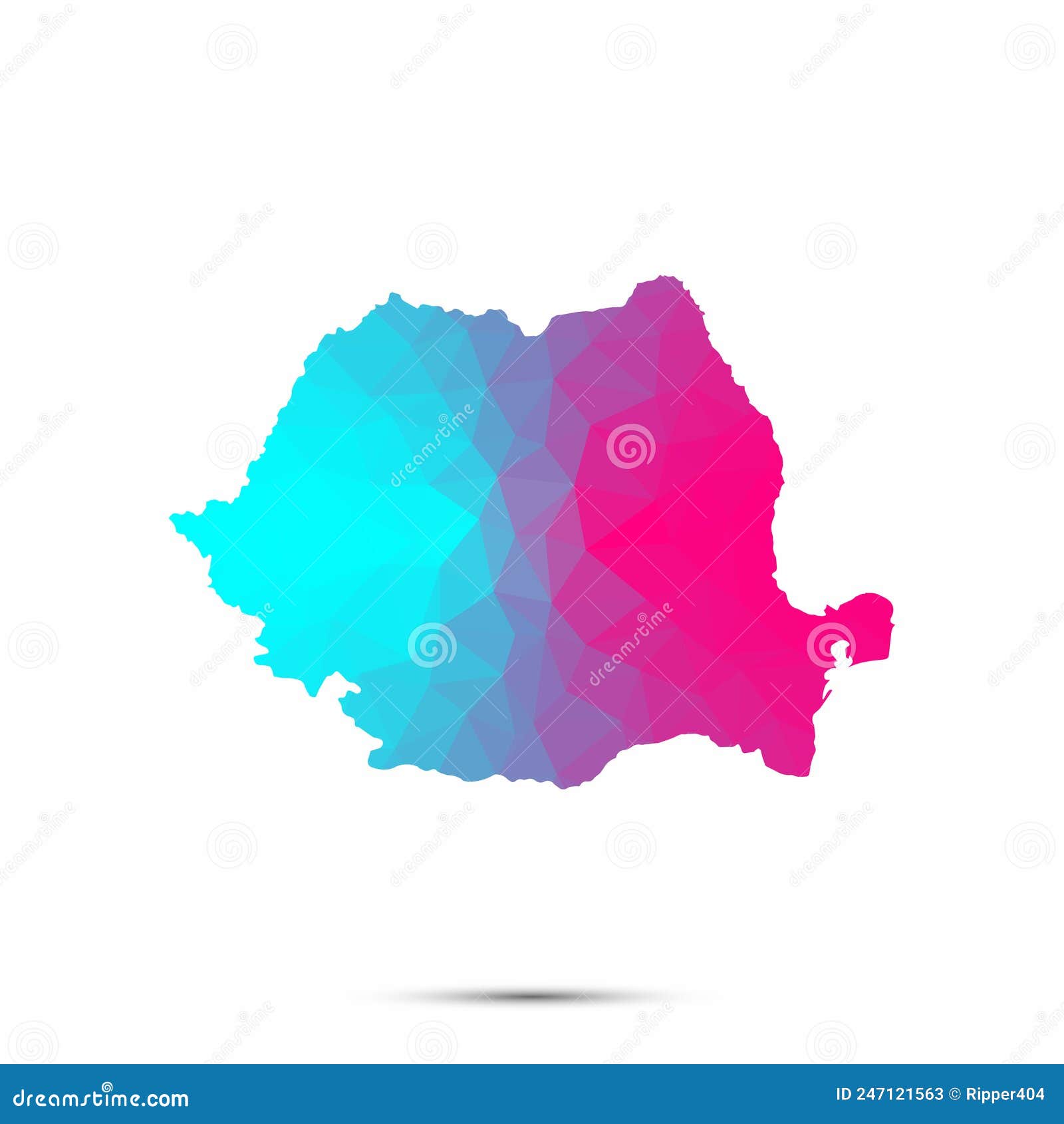 Romania Map Triangle Low Poly Geometric Polygonal Abstract Style. Stock ...
