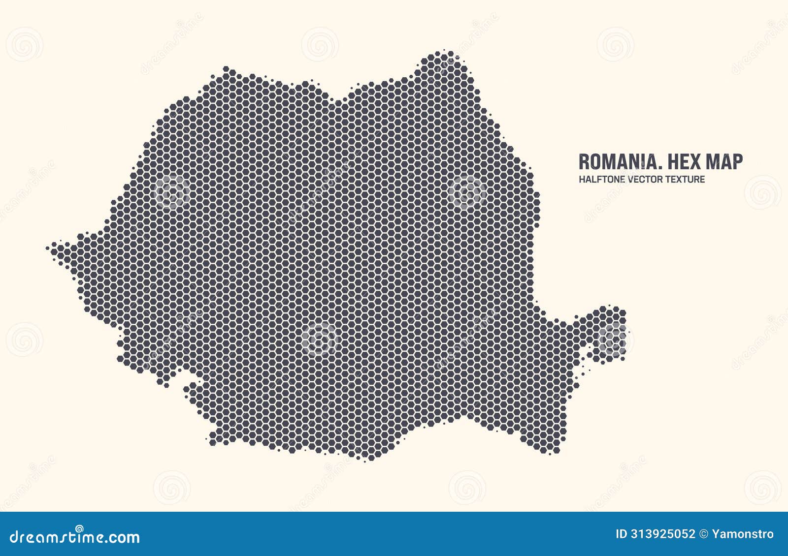 Romania Map Vector Hexagonal Half Tone Pattern Isolated on Light ...