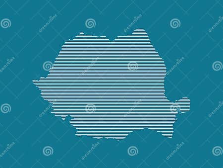 Romania Map Vector Illustration Using Simple Straight Lines on Blue ...