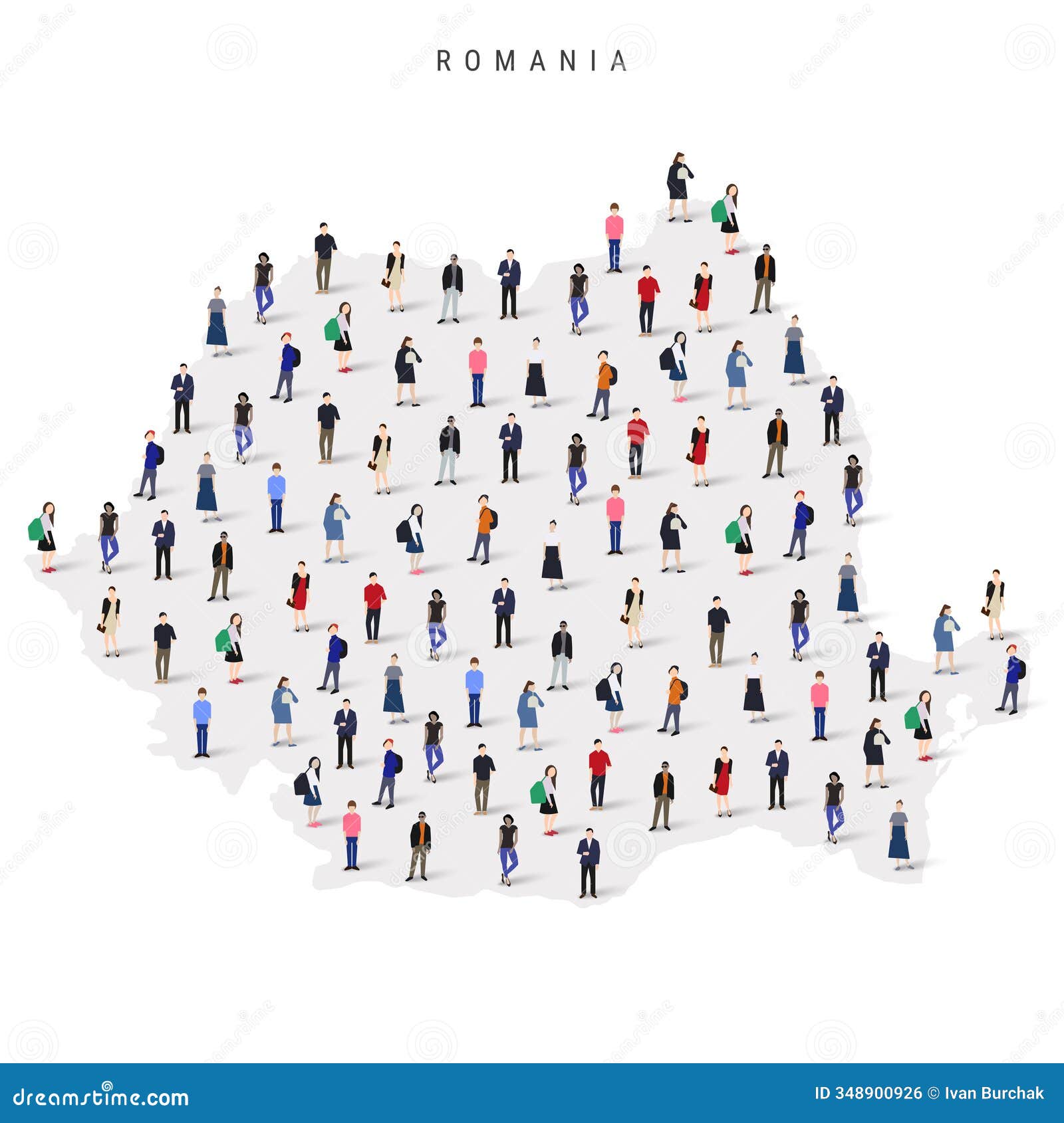 Romania Population Map. Large Group of People in a Shape of Romanian ...