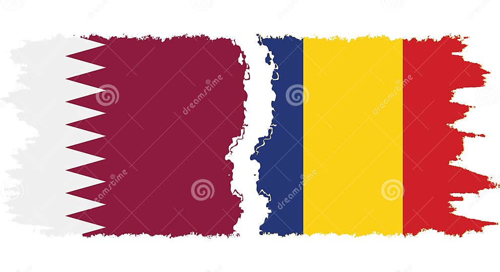 Romania and Qatar Grunge Flags Connection Vector Stock Illustration ...