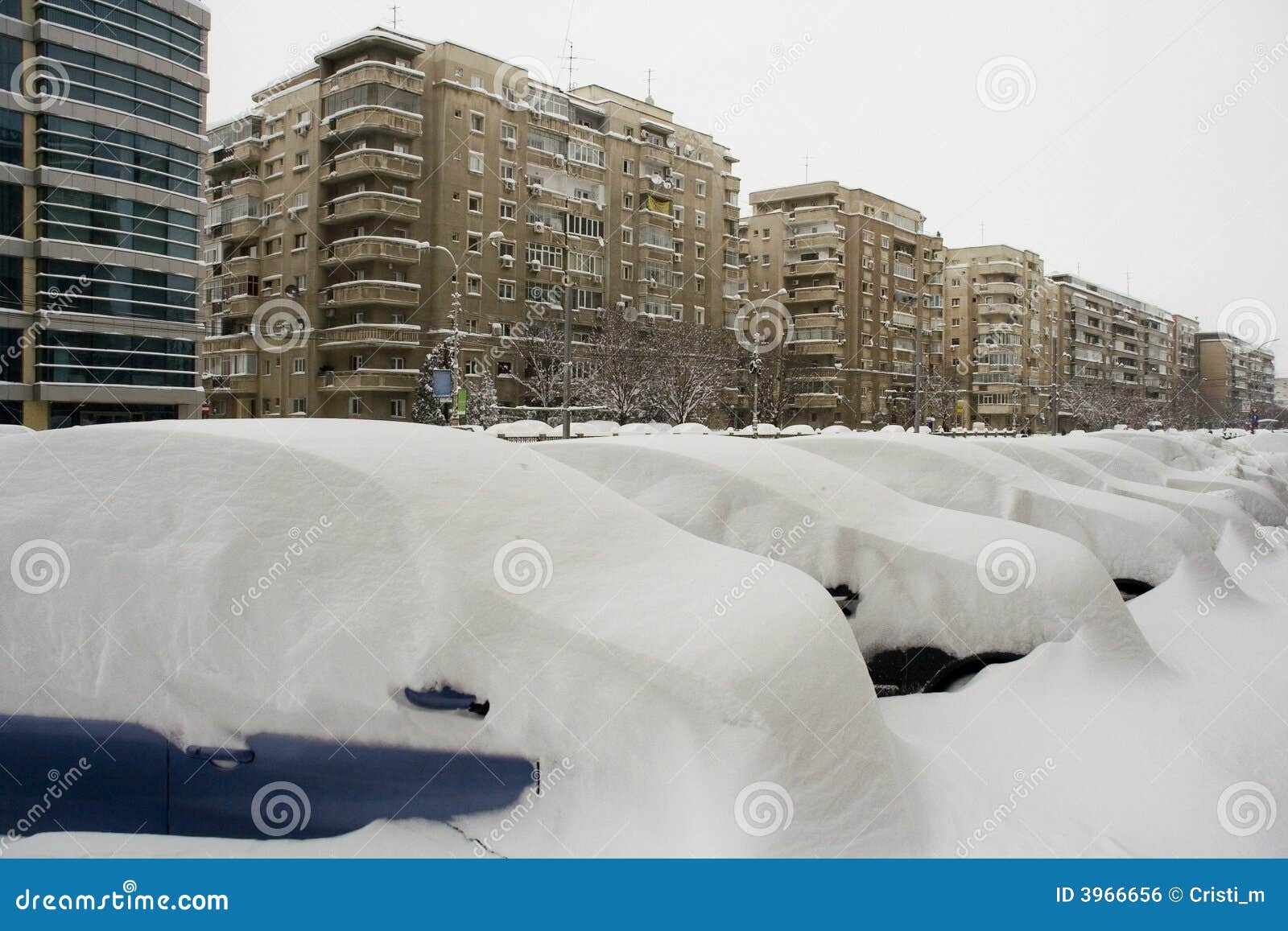 Romania S Capital, Bucharest Under Heavy Snow. Stock Photo - Image of ...