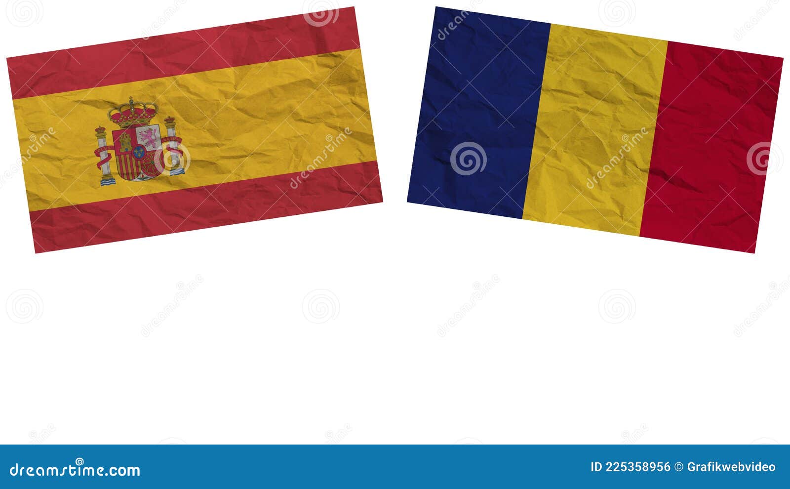 Romania and Spain Flags Together Paper Texture Illustration Stock ...