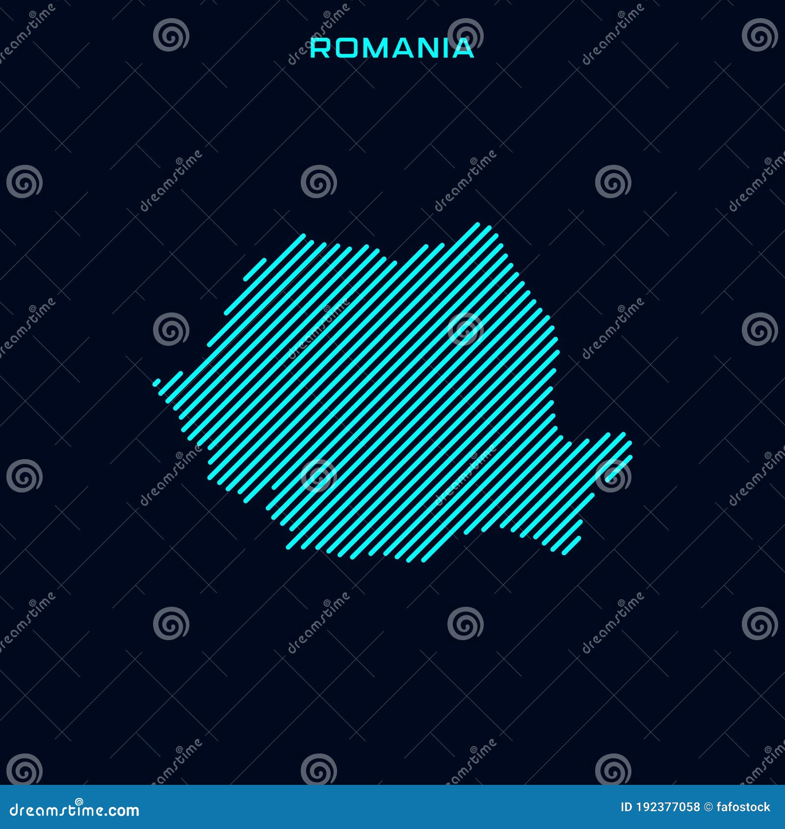 Romania Striped Map Vector Design Template with Blue Background. Stock ...