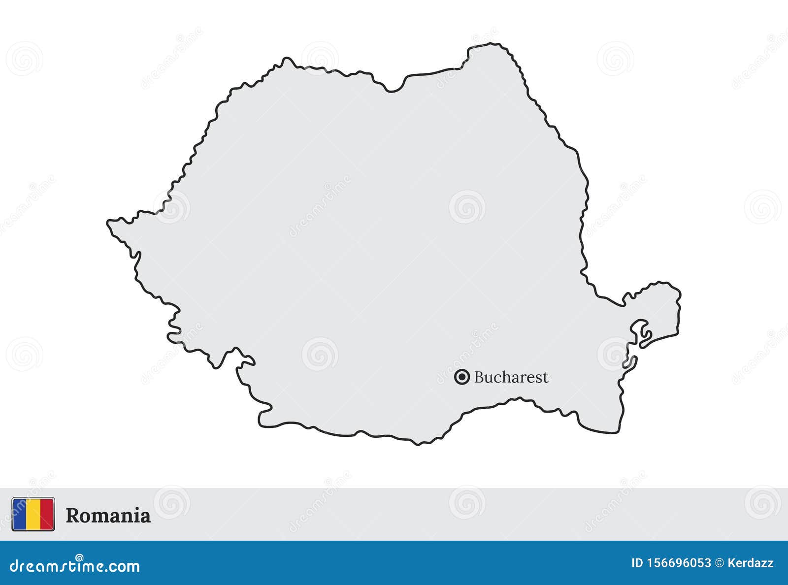 Romania Vector Map with the Capital City of Bucharest Stock Vector ...
