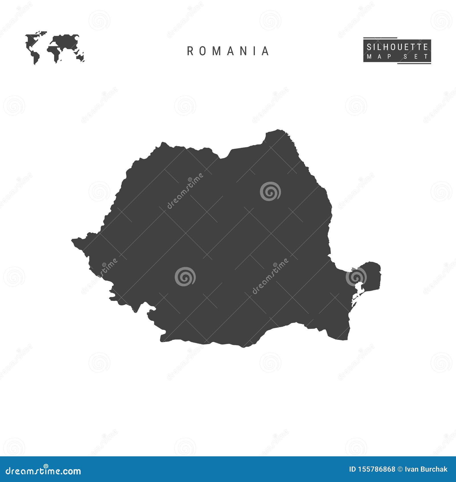 Romania Vector Map Isolated on White Background. High-Detailed Black ...