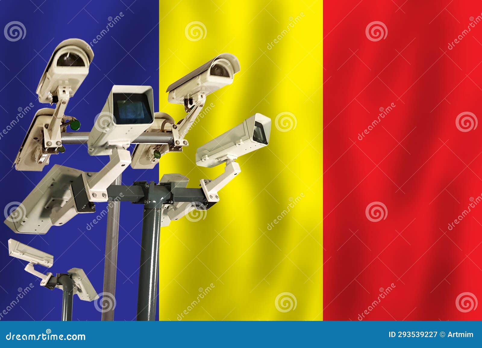 Romanian CCTV Camera on the Flag of Romania Surveillance, Security ...
