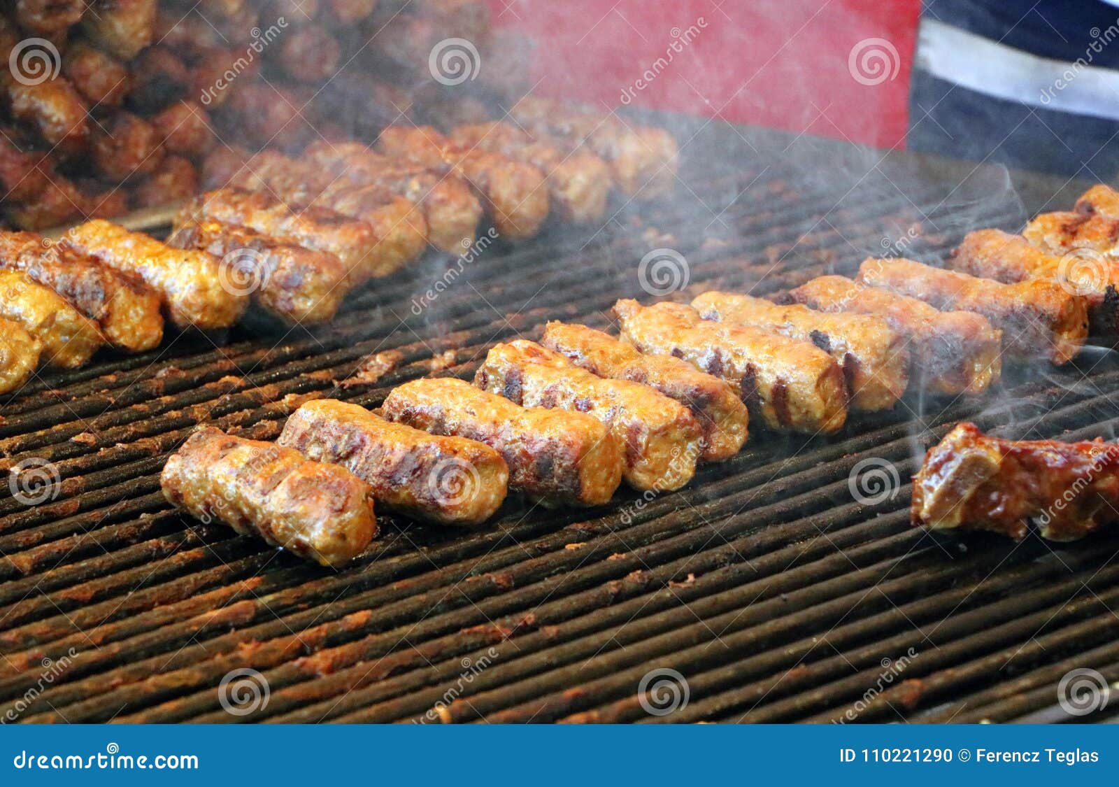 Romanian Cevapcici Cooked on Grill Stock Photo - Image of food, fried ...